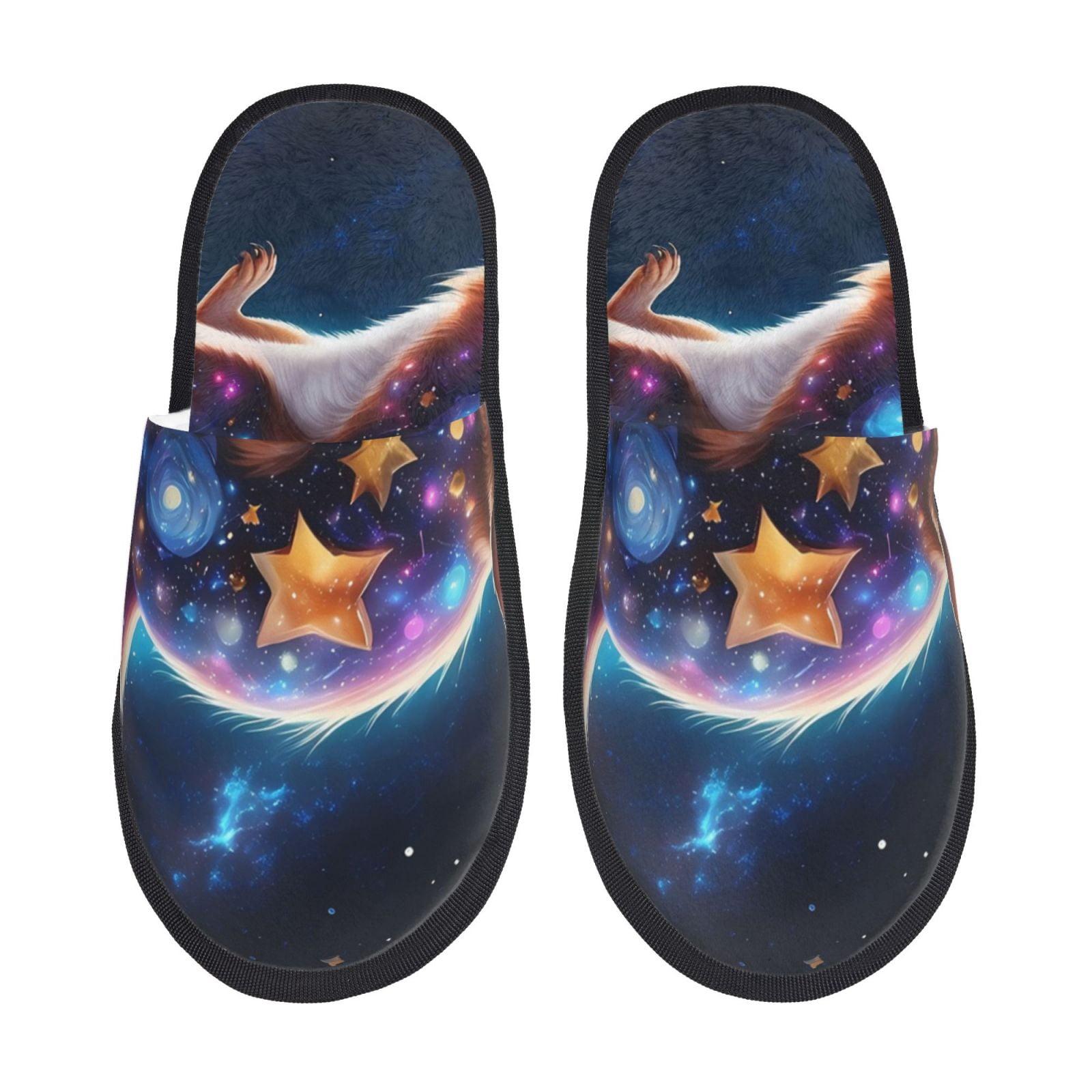 Honeii Colorful Star River Squirrel print Slippers Memory Foam House ...