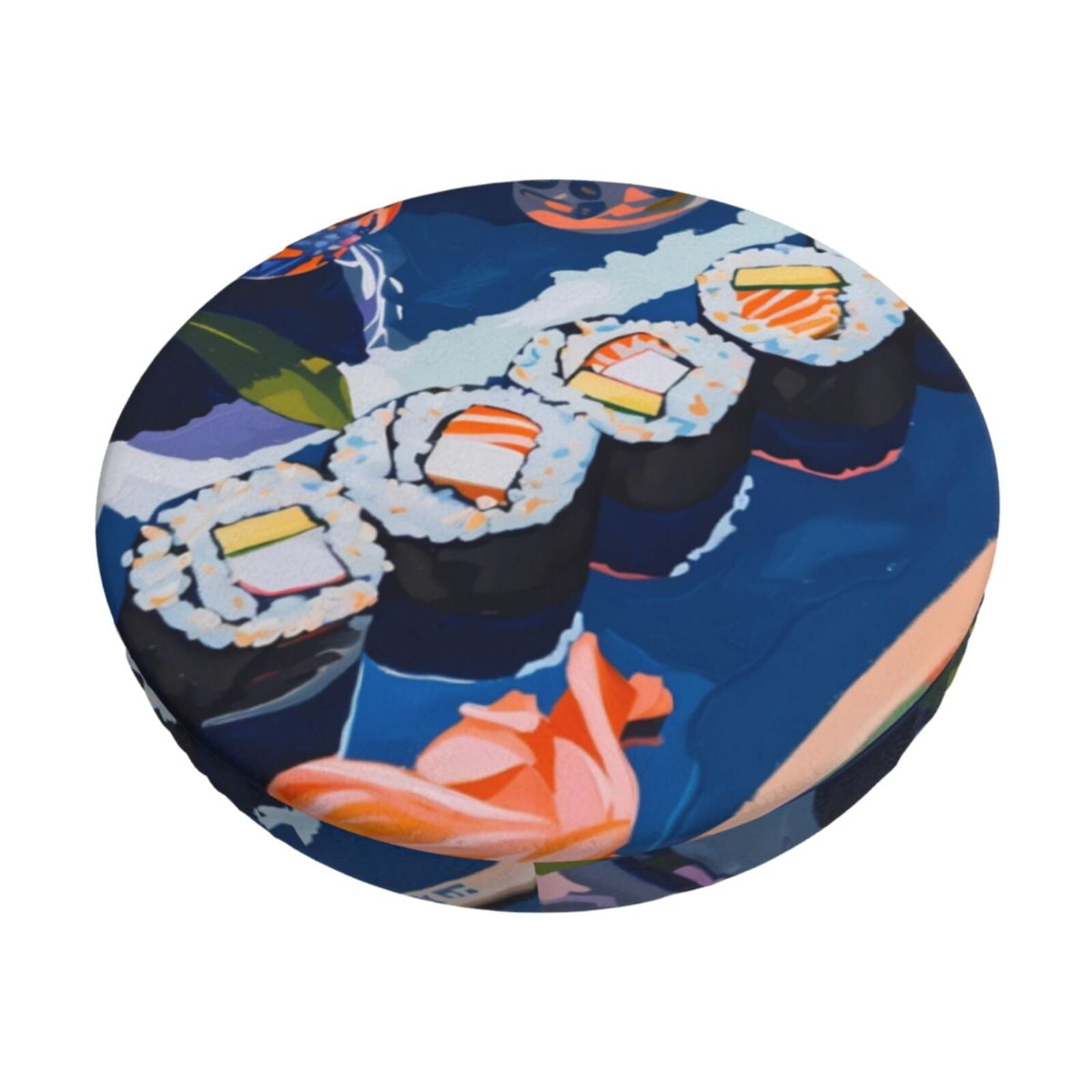 Honeii Colorful Sushi Food Art Pattern Bar Stool Covers-Round Stools ...