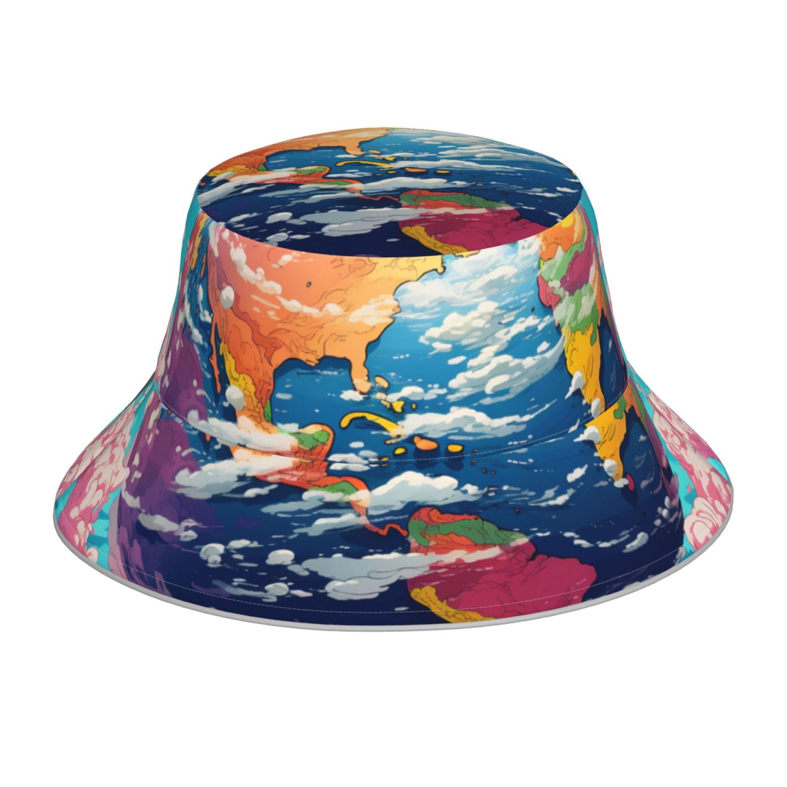 Honeii Colorful Whimsical Earth for Unisex Bucket Hat Waterproof Rain ...