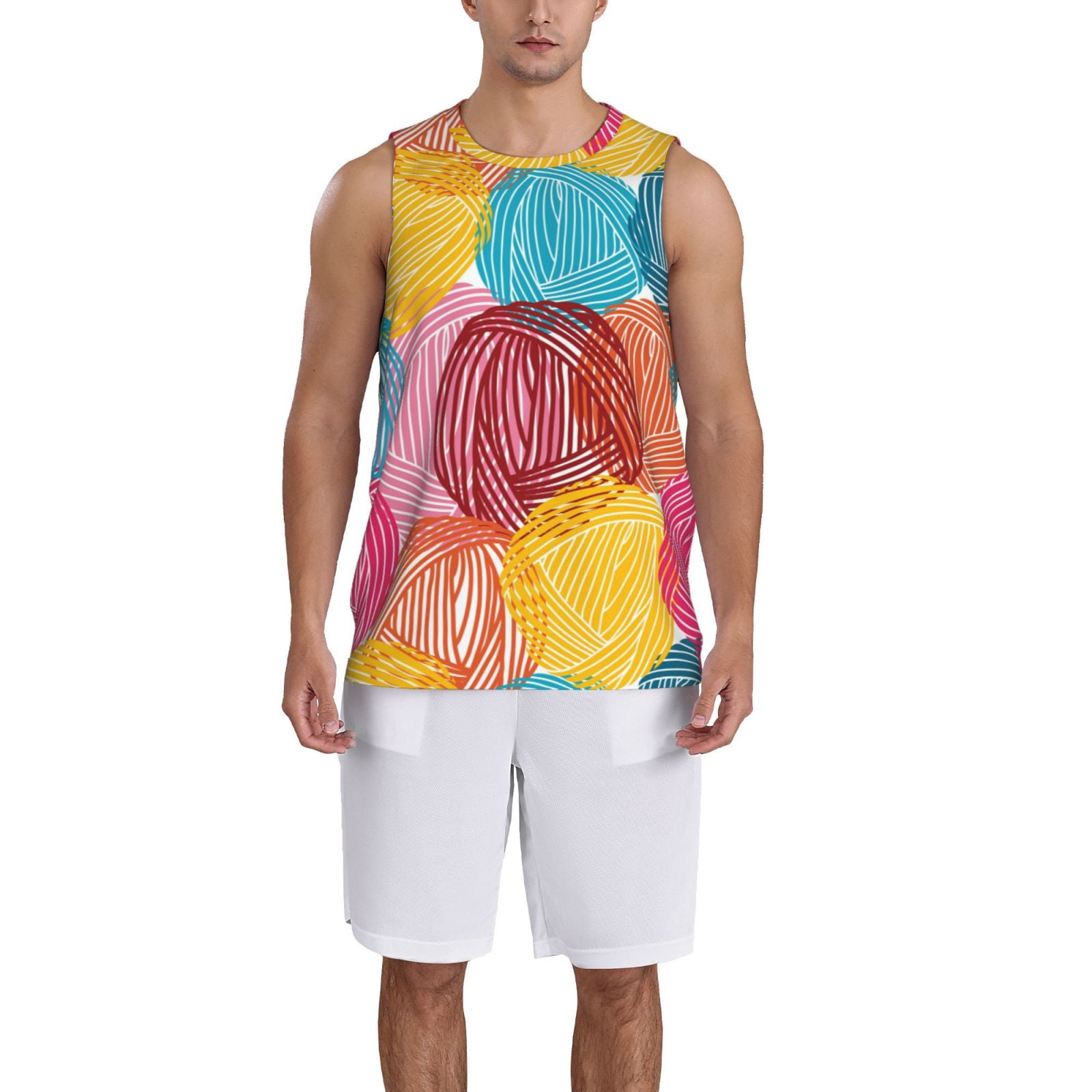 Honeii Colorful Wool Balls print basktball shirt for men and women ...