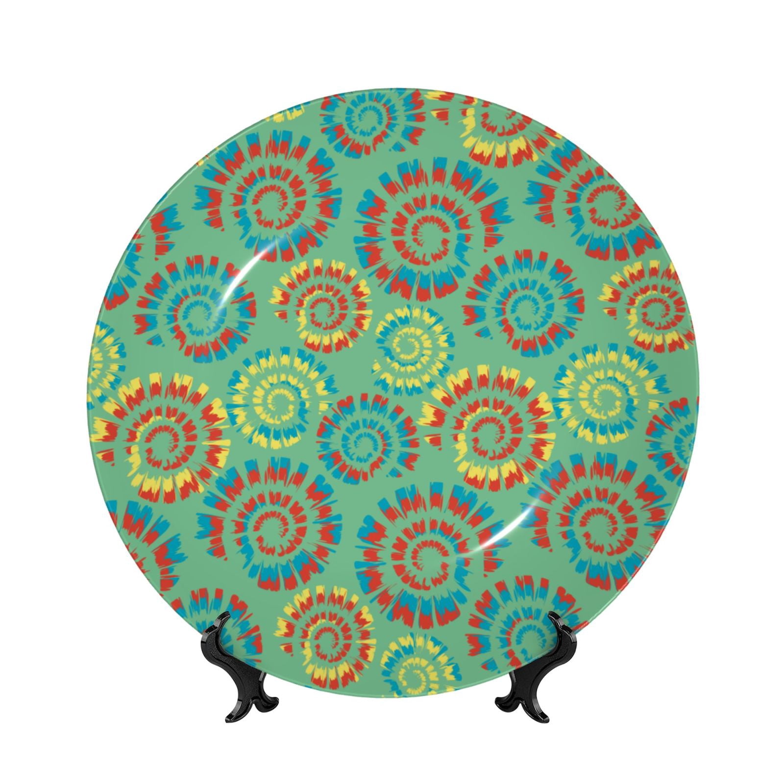 Honeii Colourful Tie Dye Print Elegant Bone China Decorative Plate ...