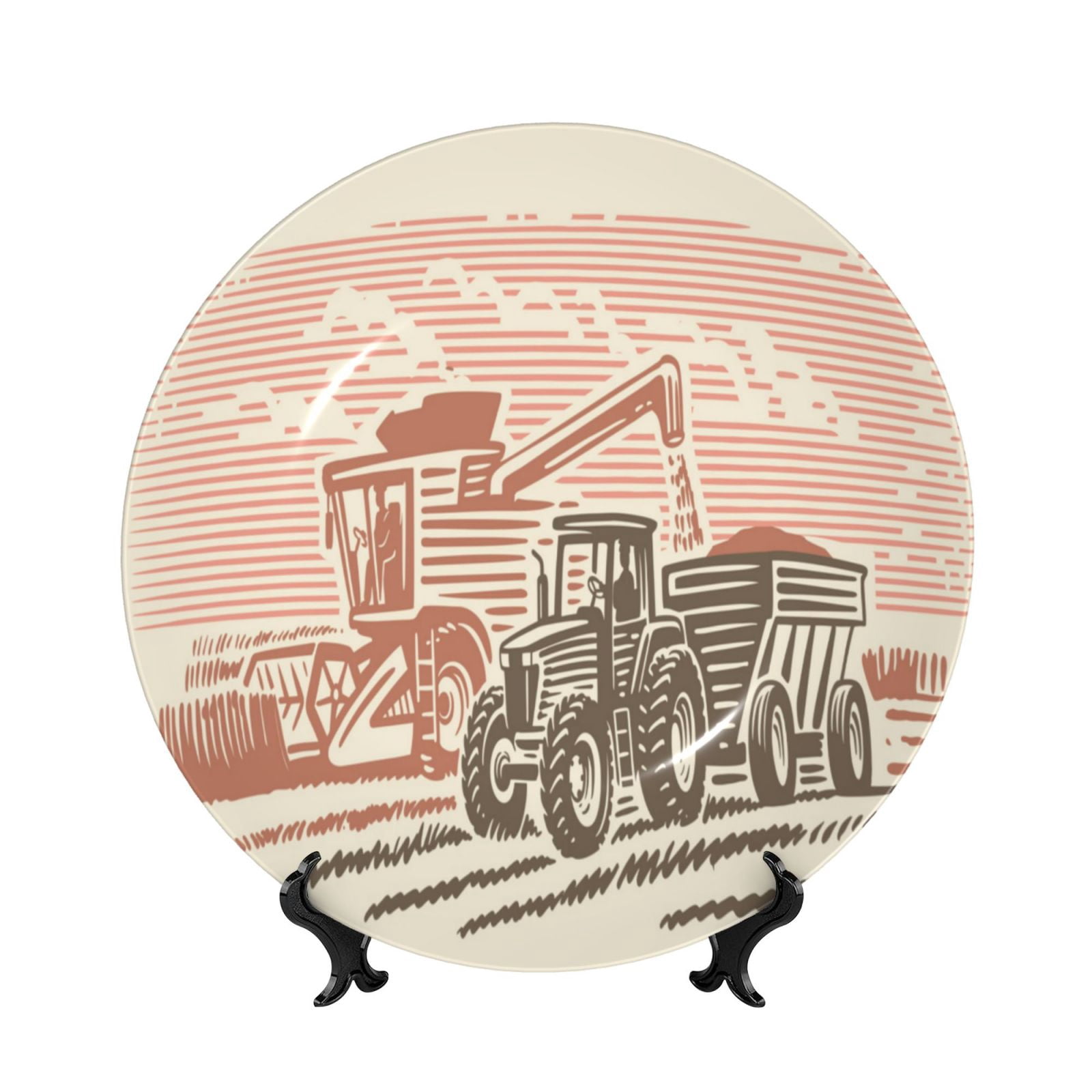 Honeii Combine harvester working with tractor Print Elegant Bone China ...