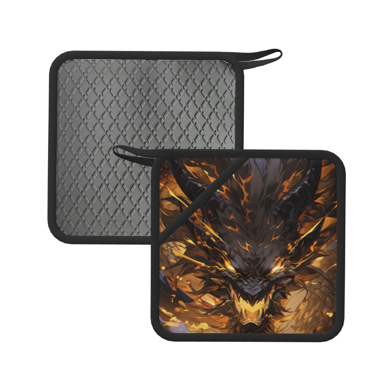 Honeii Cool Black Gold Dragon for Silicone Trivets for Hot Pots and ...
