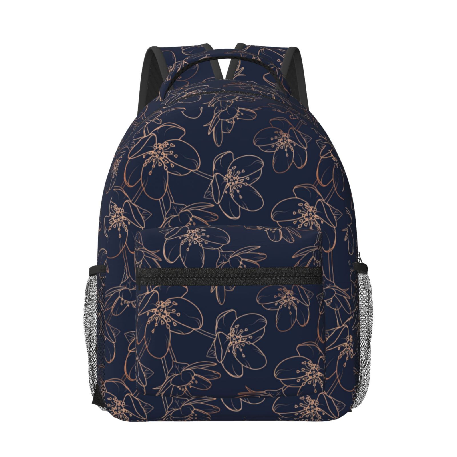 Honeii Copper-Gold Gloss Outline Cherry Print Backpack for School,15.6 ...