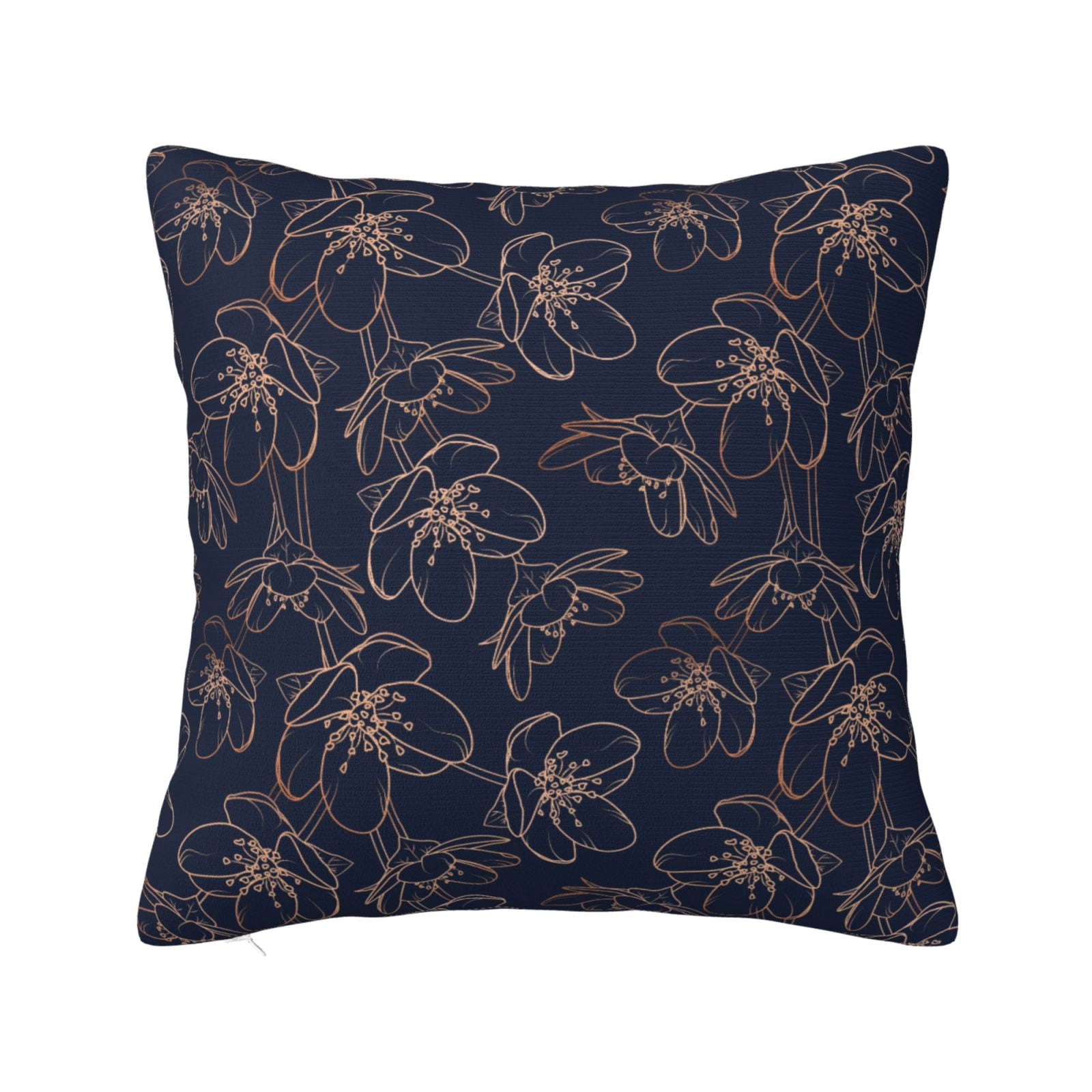 Honeii Copper-Gold Gloss Outline Cherry Print Throw Pillow, Square ...