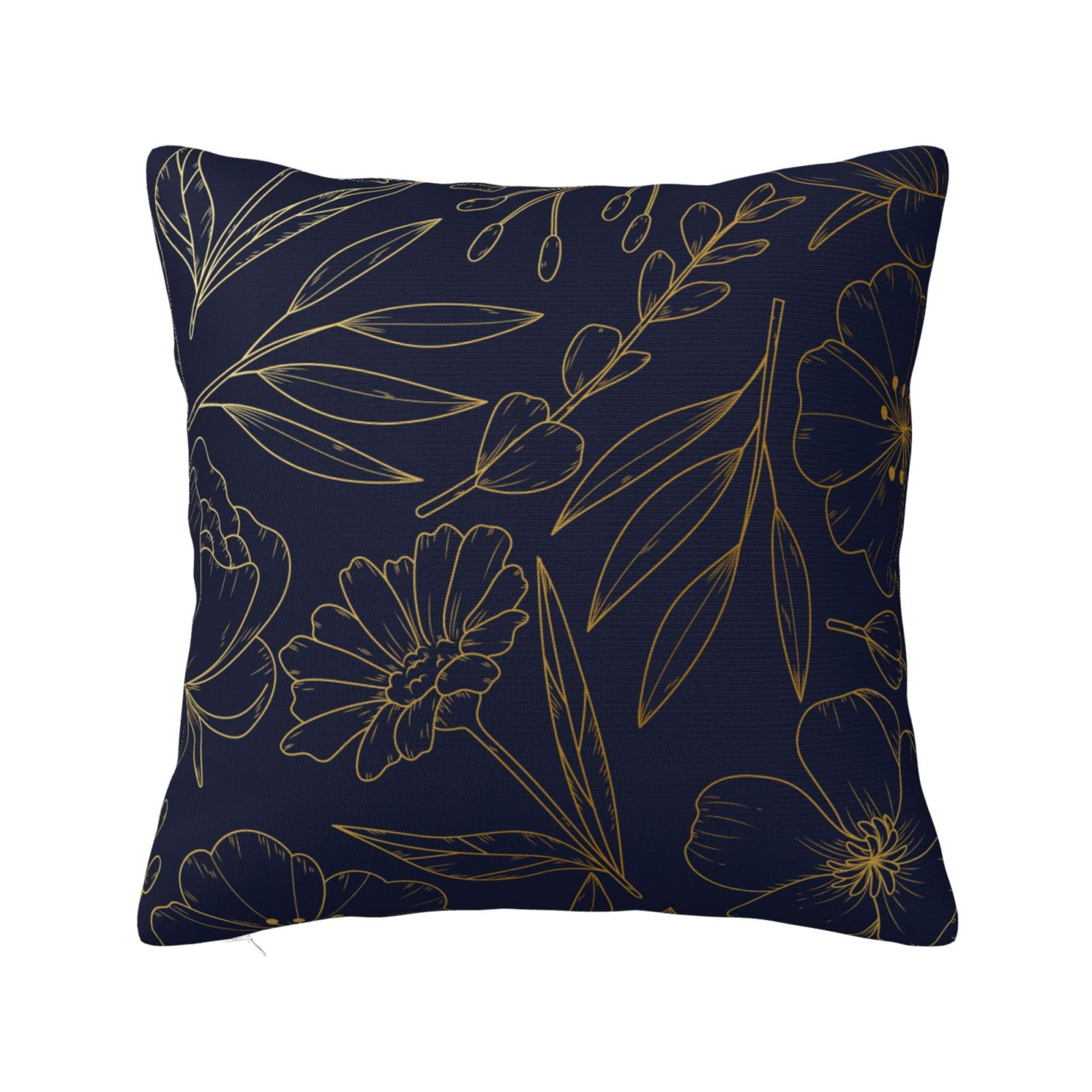 Honeii Copper-Gold Gloss Outline Flower Print Throw Pillow, Square ...