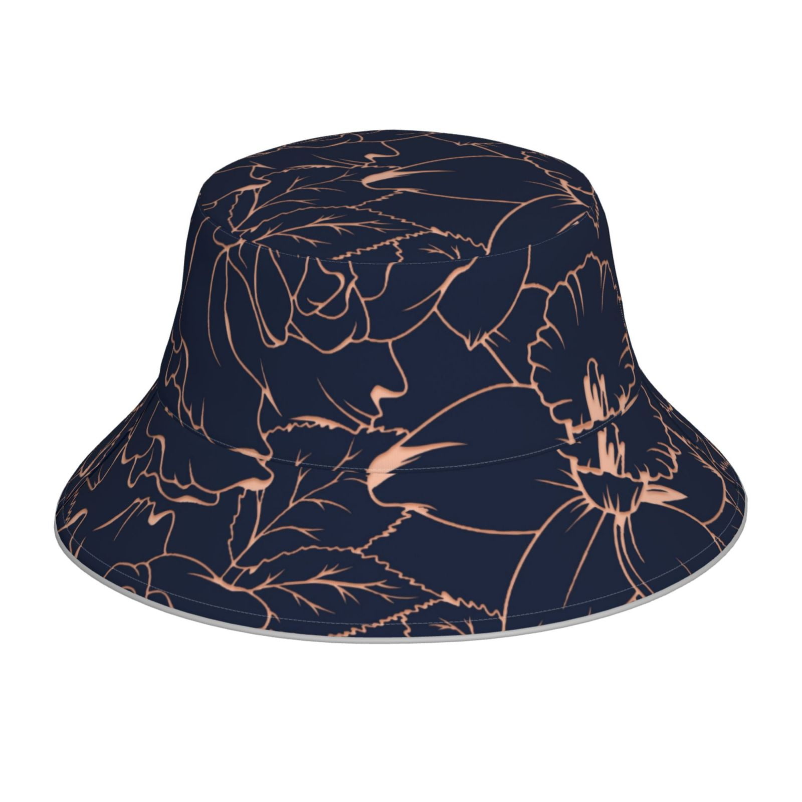 Honeii Copper-Gold Gloss Outline Flower for Unisex Bucket Hat ...