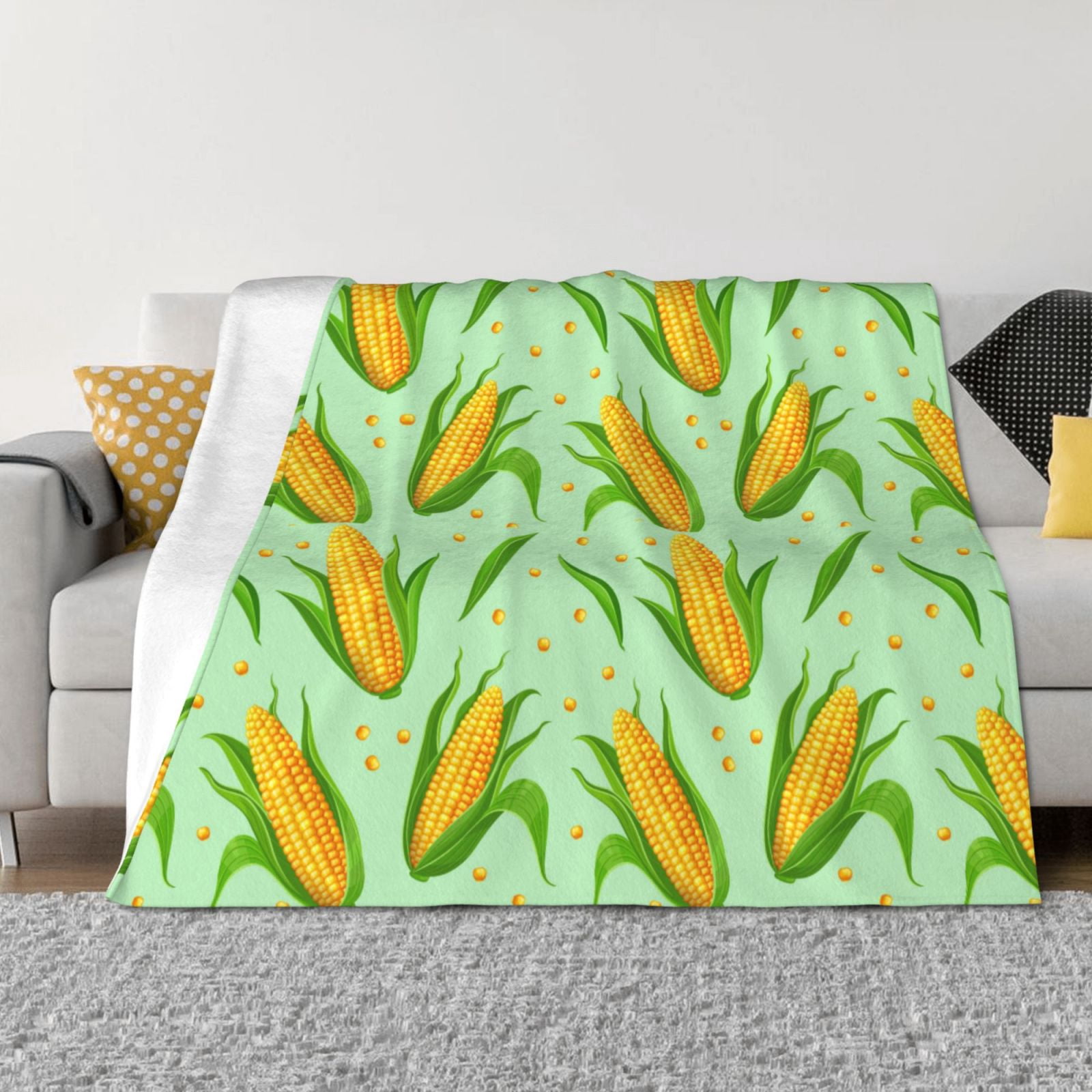 Honeii Corn 7 print throw blanket, crafted from cozy cotton flannel ...