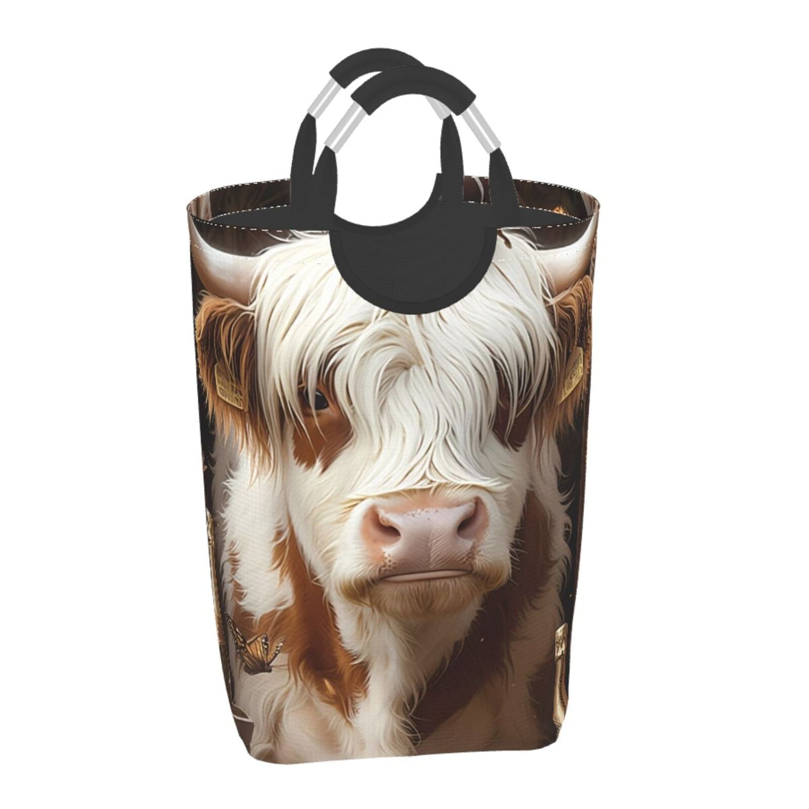 Honeii Cow With Butterflies Print Laundry Hamper Collapsible Laundry ...