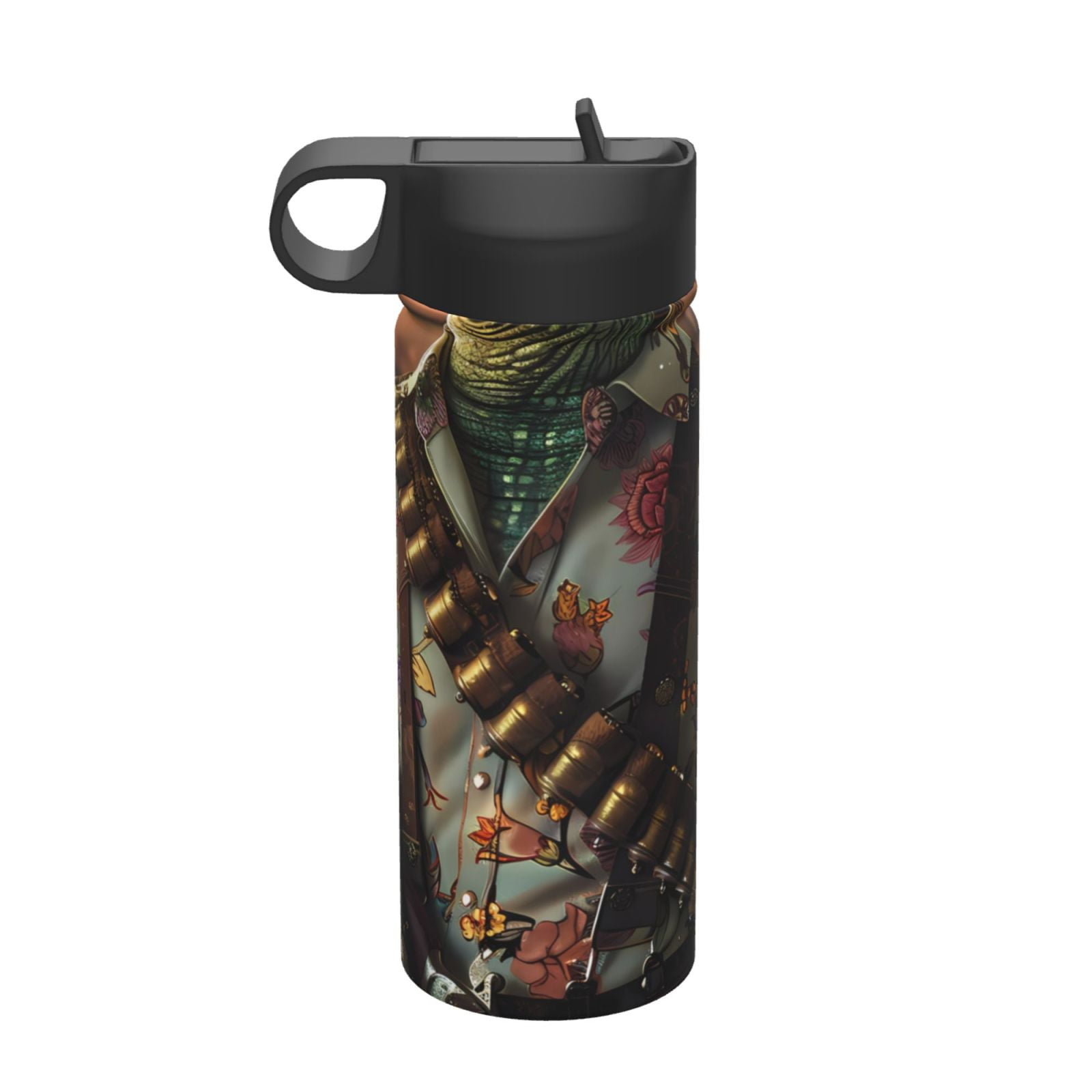 Honeii Cowboy Iguana Floral Shirt Print 18 oz Insulated Water Bottle ...