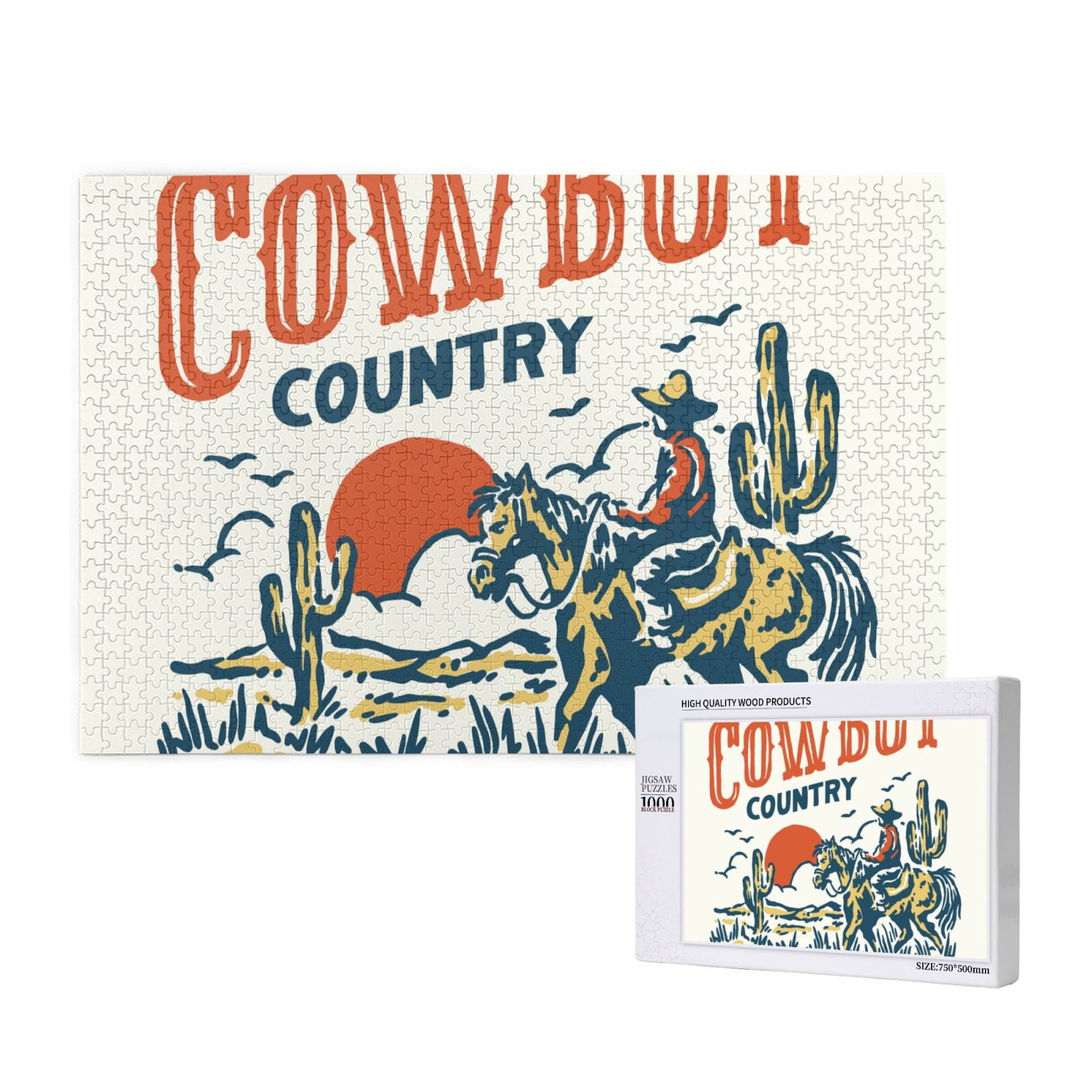 Honeii Cowboy Rising Horse Pattern 1000 Piece Puzzles for Adults ...