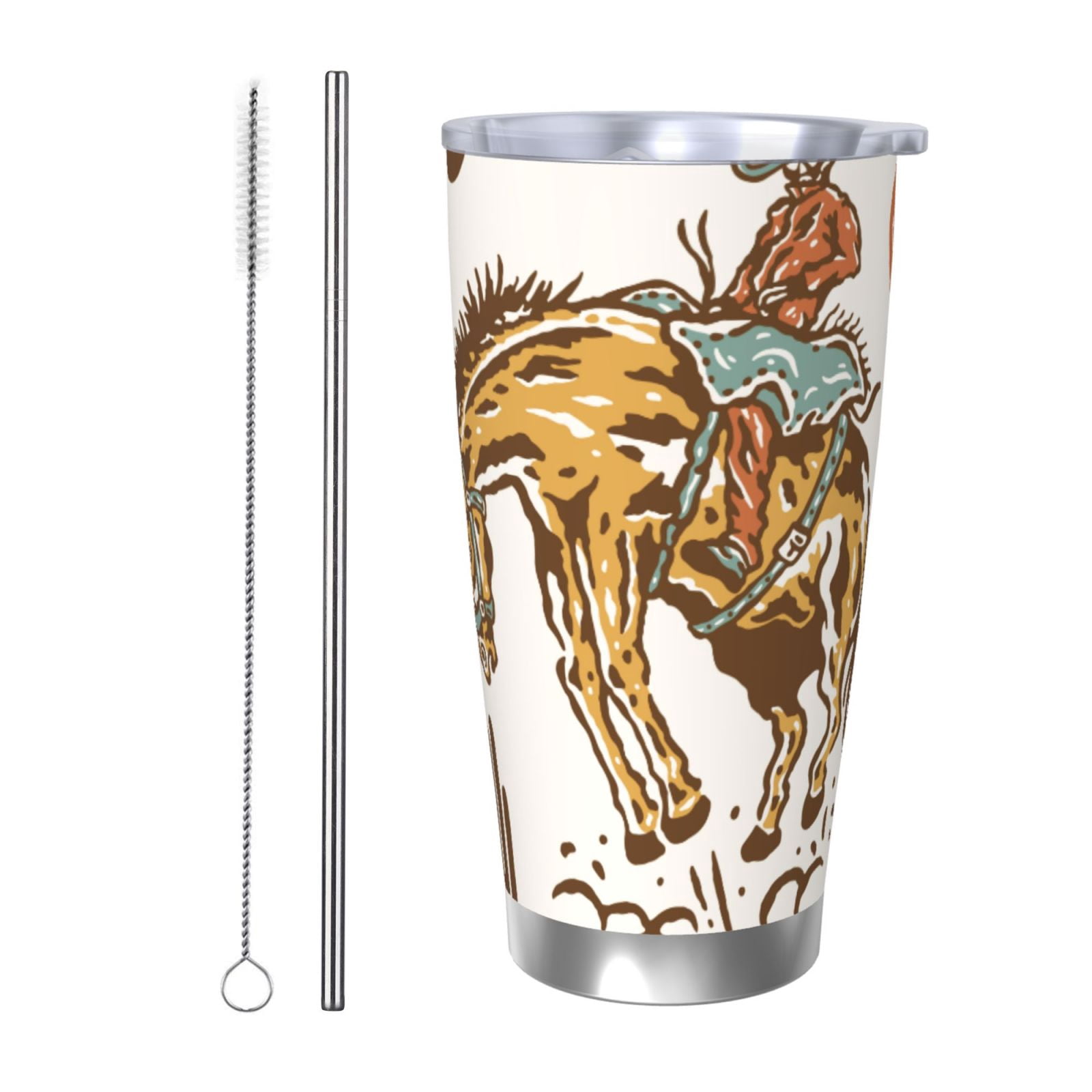 Honeii Cowboy Up Vintage Wild West Print 20OZ Car Cup, Insulated ...