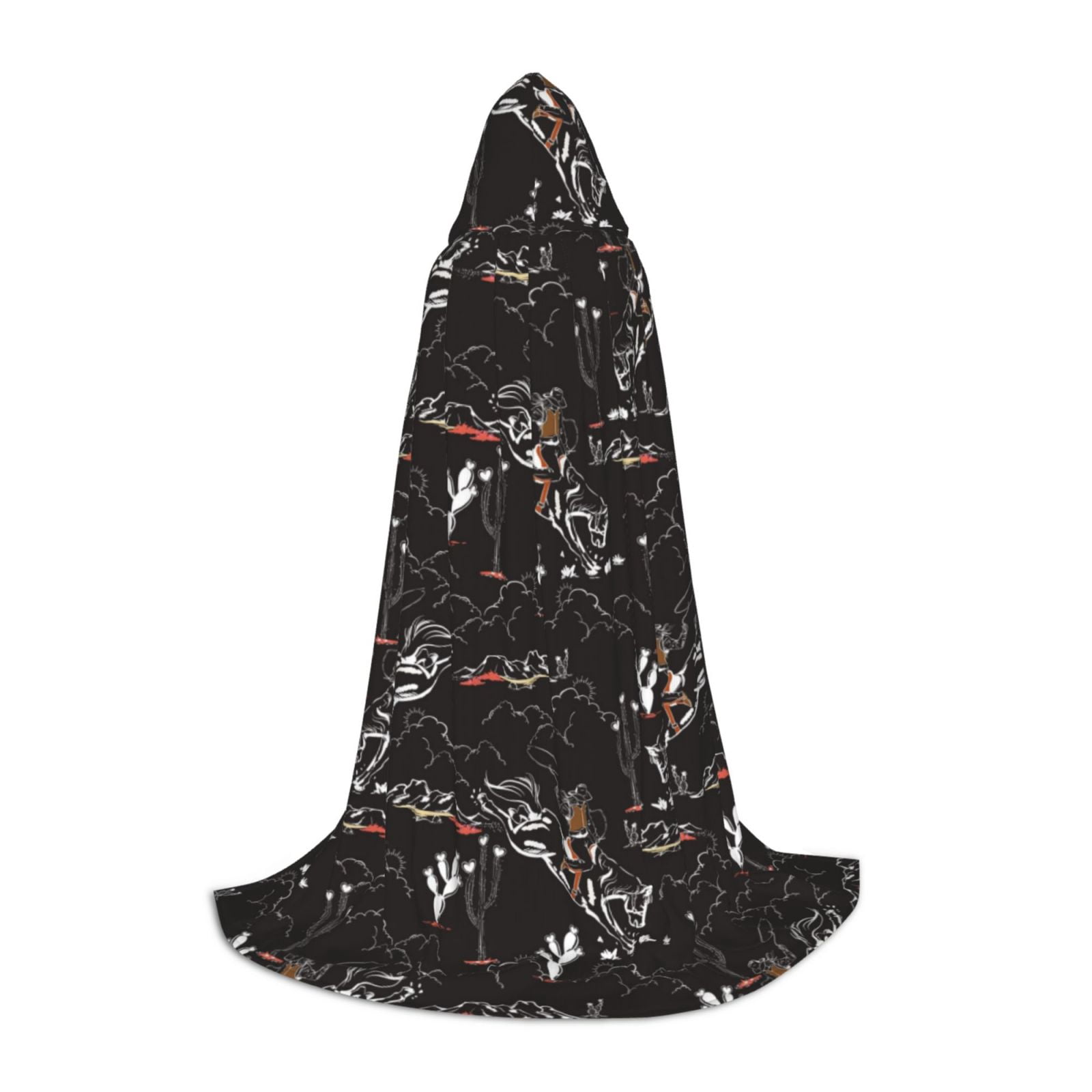 Honeii Cowgirl In Desert Print Poncho Cape, Cloak Coat, Snuggly Hooded ...