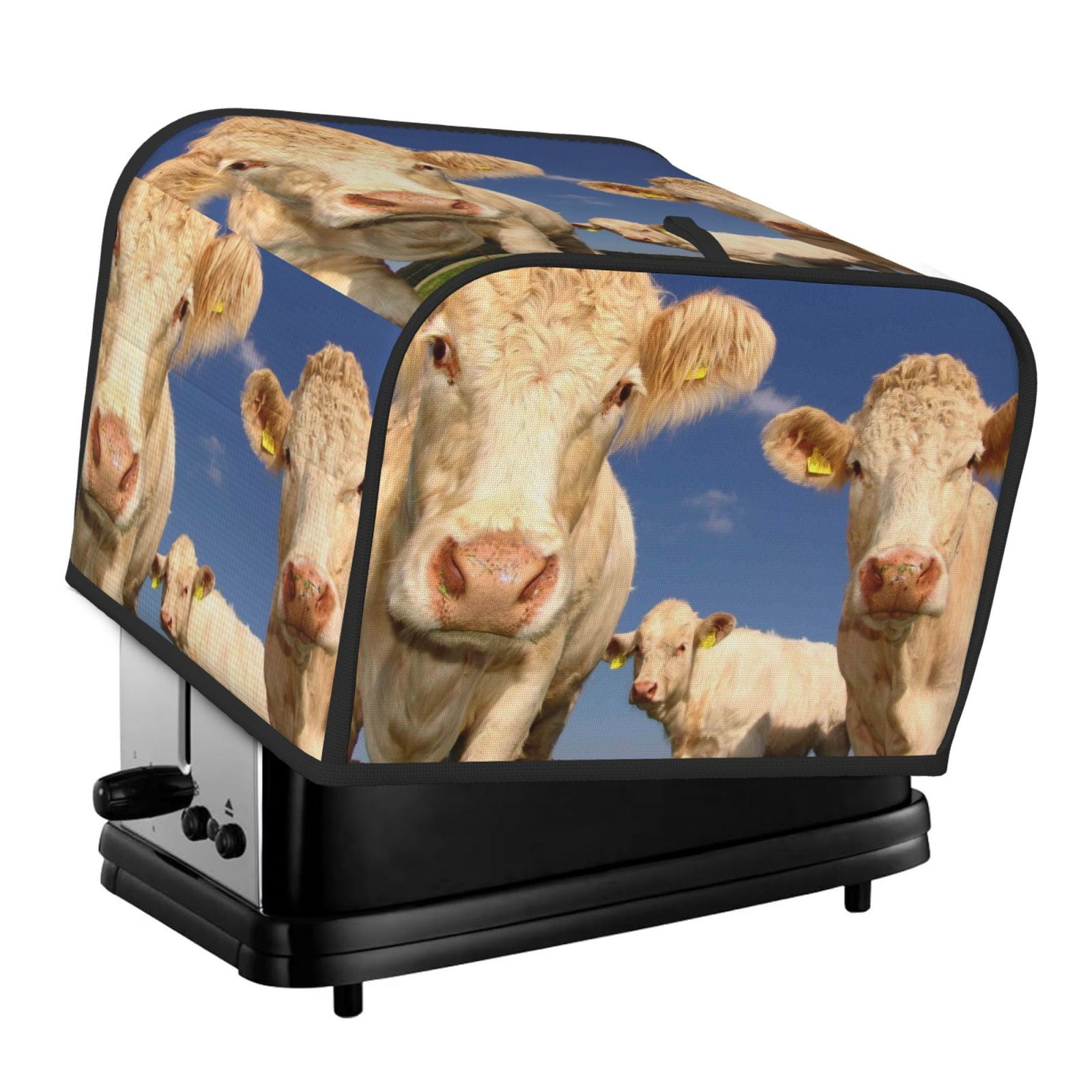 Honeii Cows Cattles Print 4 Slice Toaster Cover Two Slice Toaster Dust Proof Cover For Kitchen