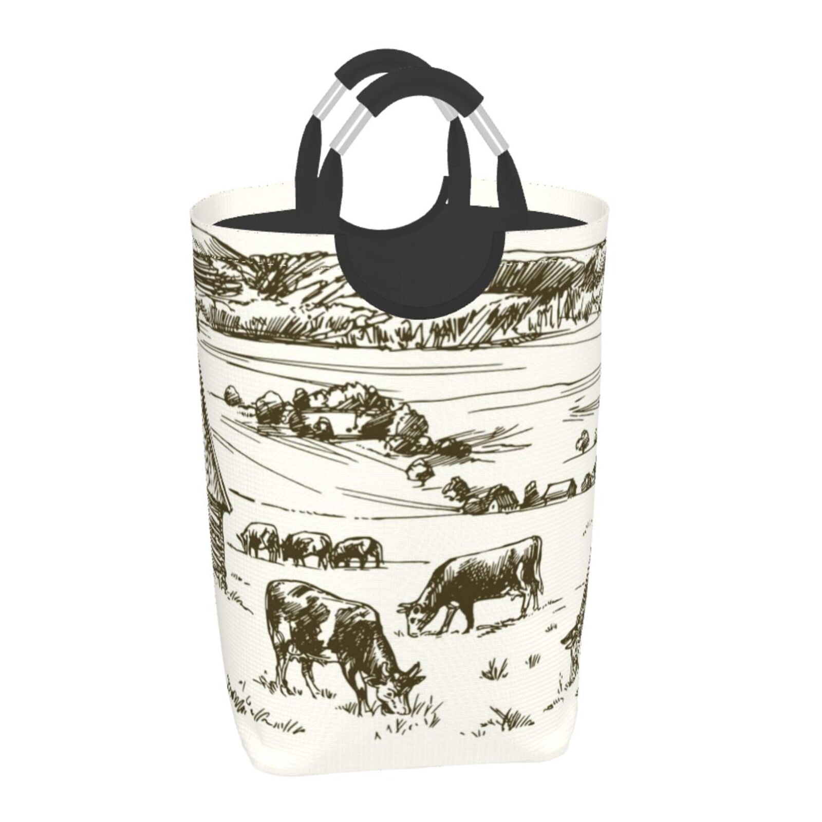 Honeii Cows Grazing On The Meadow 1 Print Laundry Hamper Collapsible ...