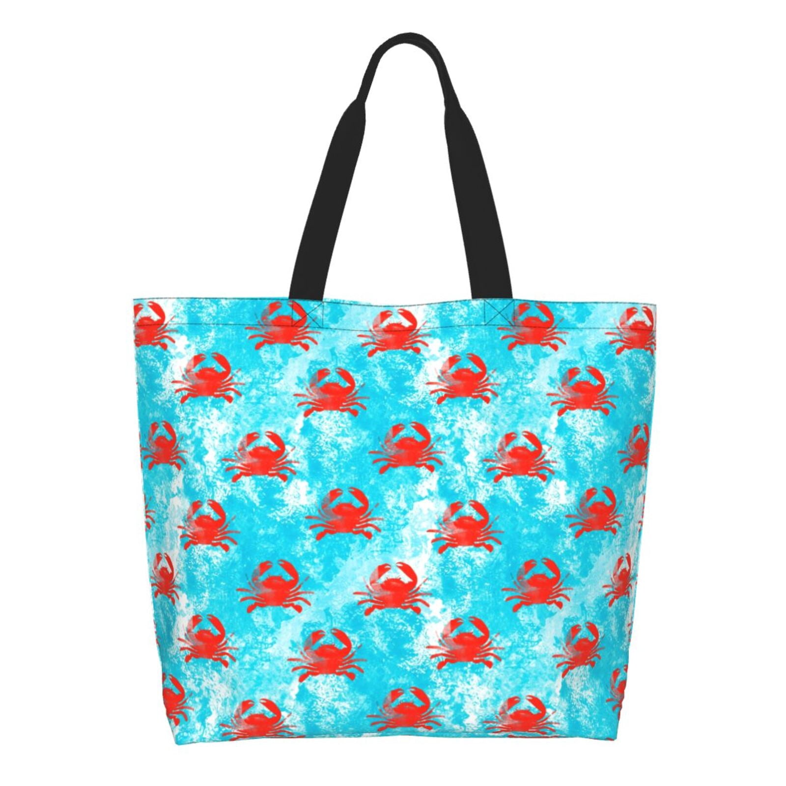Honeii Crab Swims In The Ocean Print Tote Bag for Women, Foldable Tote ...