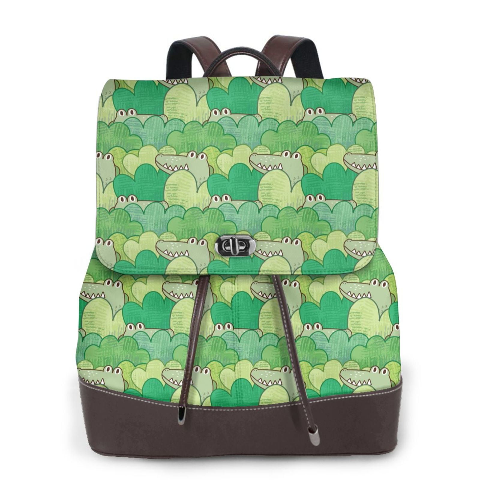 Honeii Crocodile And Bush rint Leather Backpack,Trendy Leather Backpack ...