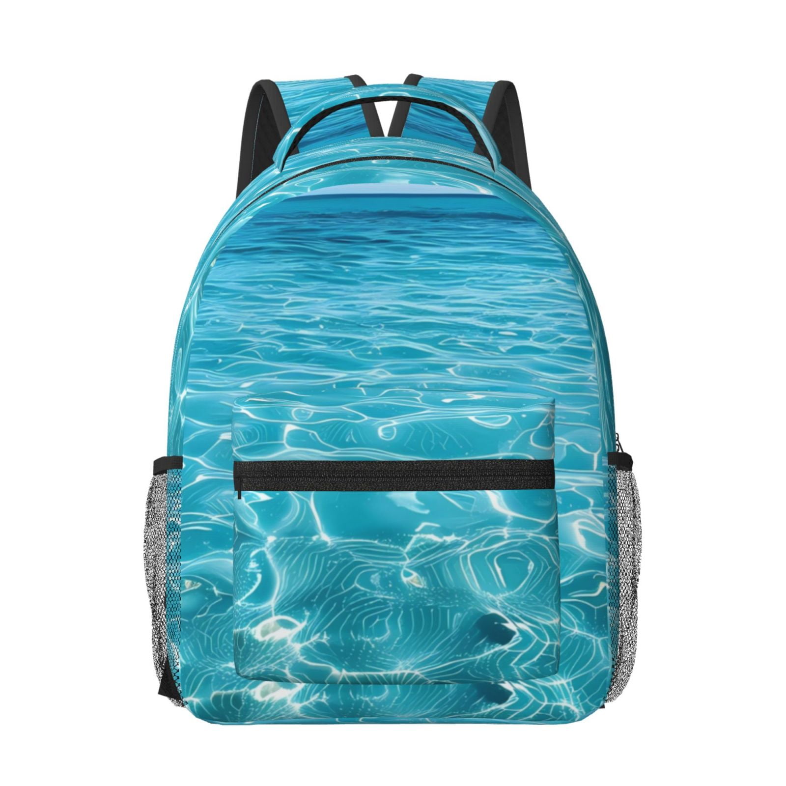 Honeii Crystal Clear Ocean Waves Print Backpack for School,15.6 inch ...