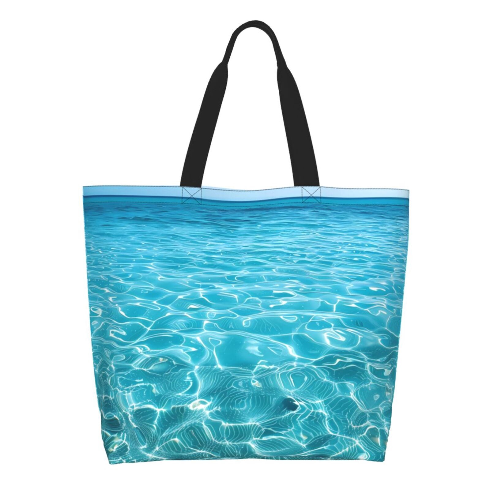 Honeii Crystal Clear Ocean Waves Print Tote Bag for Women, Foldable ...