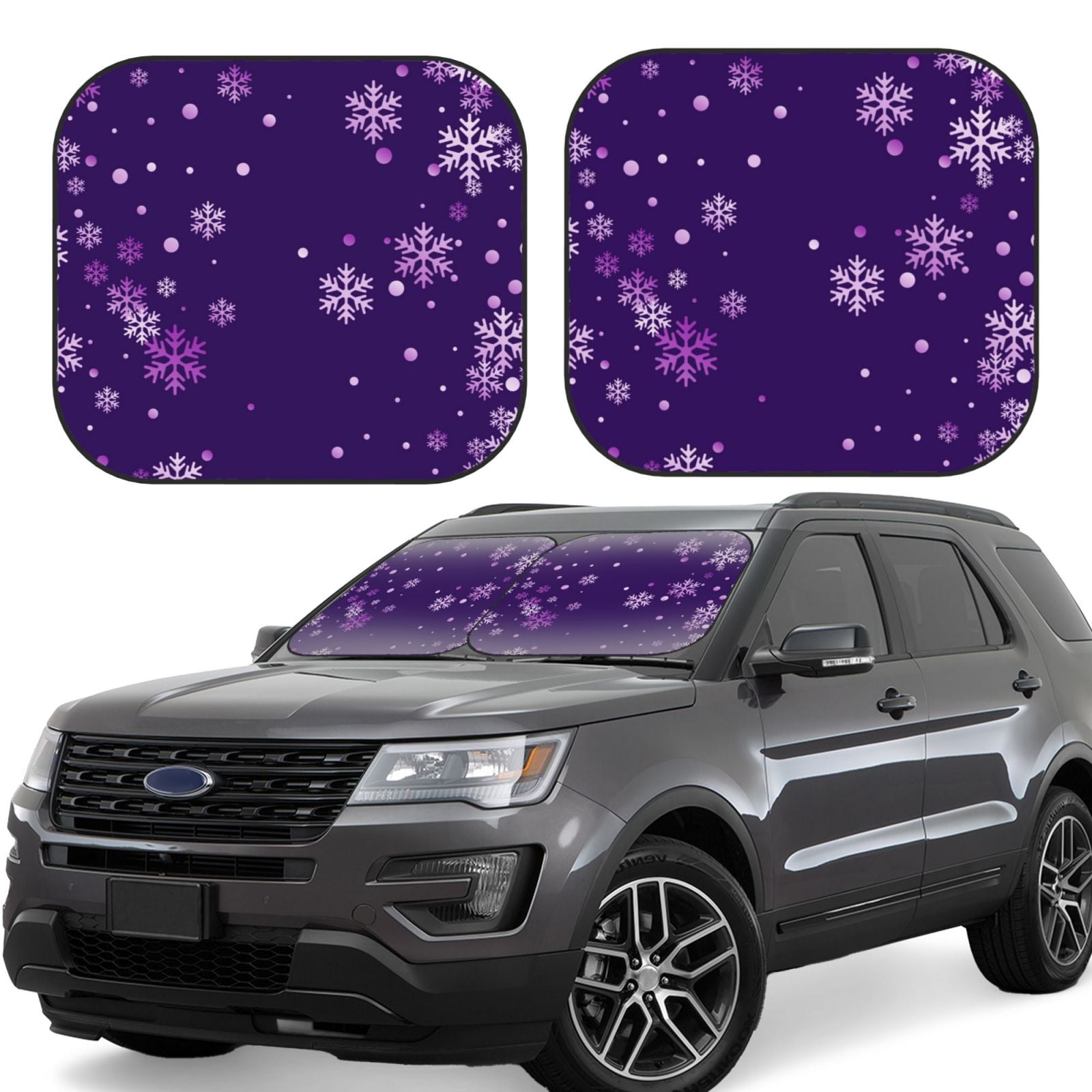 Honeii Crystal Purple Snowflake Print Foldable Car Sun Shade for ...