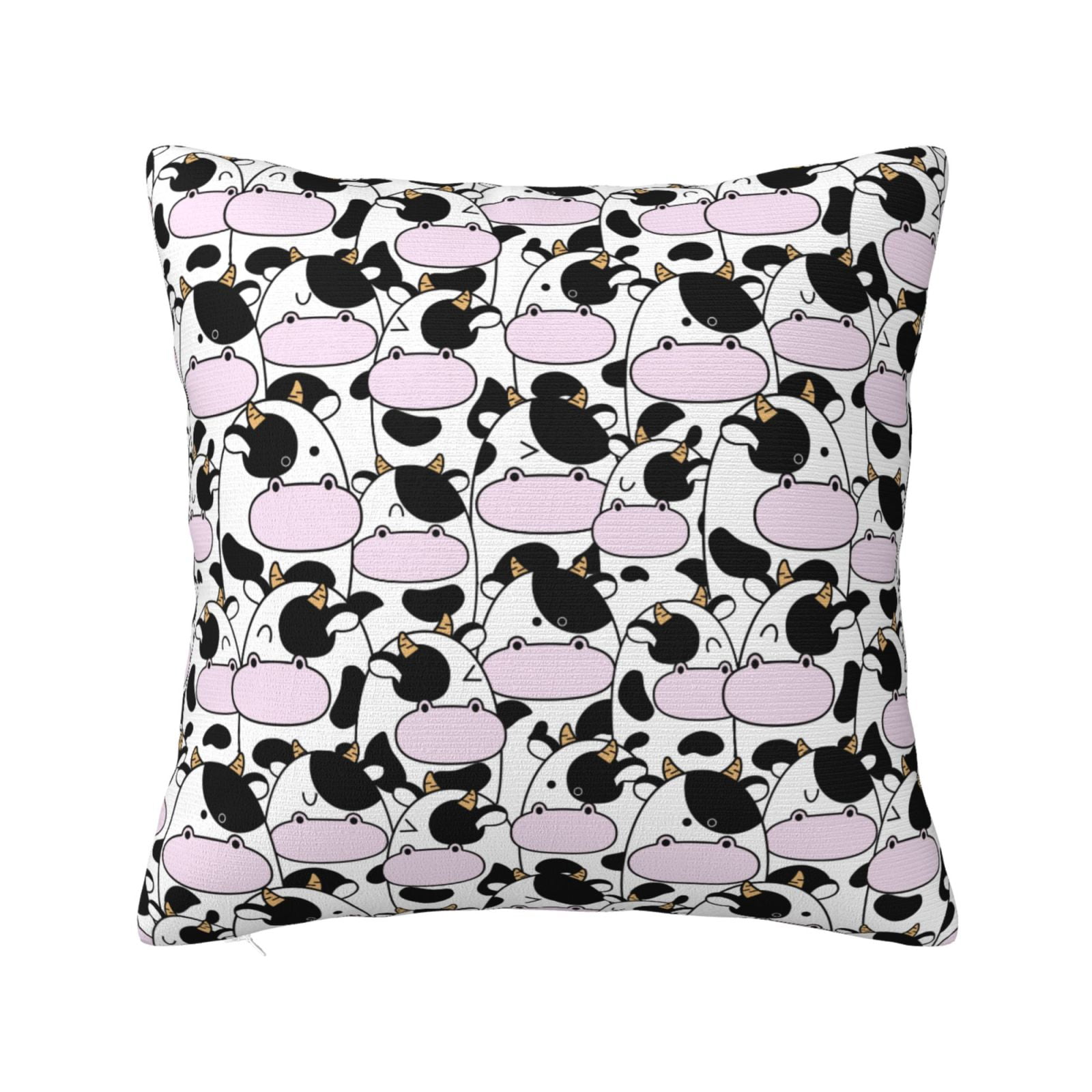 Honeii Cute Animal with Cow Print Throw Pillow, Square Decorative ...