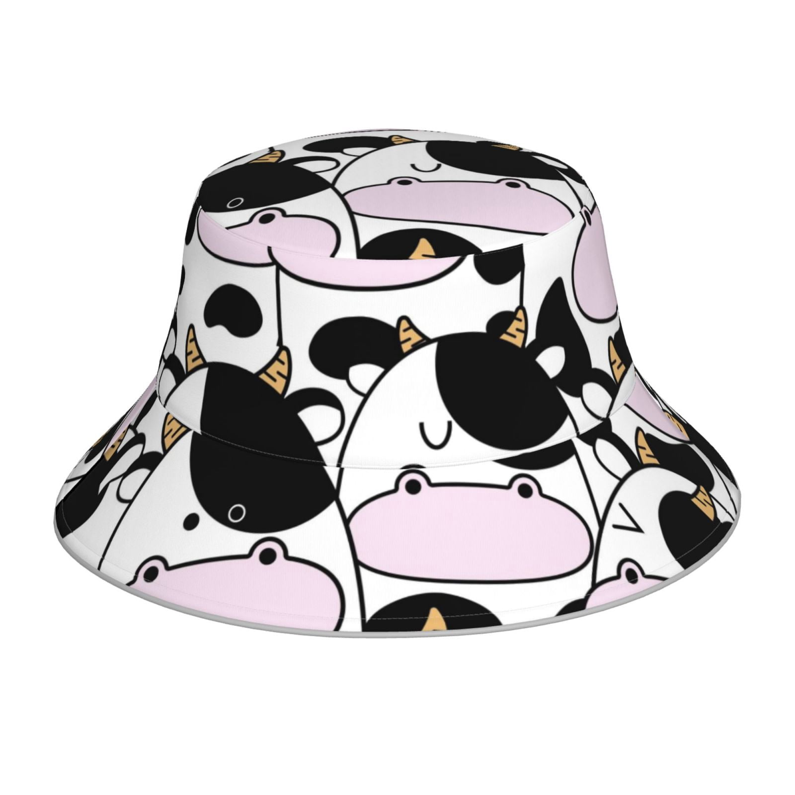 Honeii Cute Animal with Cow for Unisex Bucket Hat Waterproof Rain Hat ...