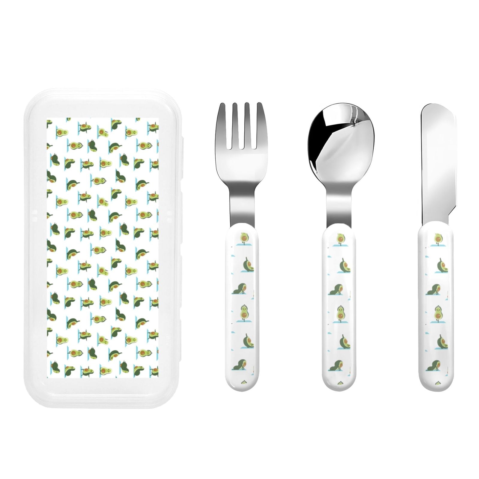 Honeii Cute Avocado Yoga Print Children's Knife, Fork And Spoon Set ...
