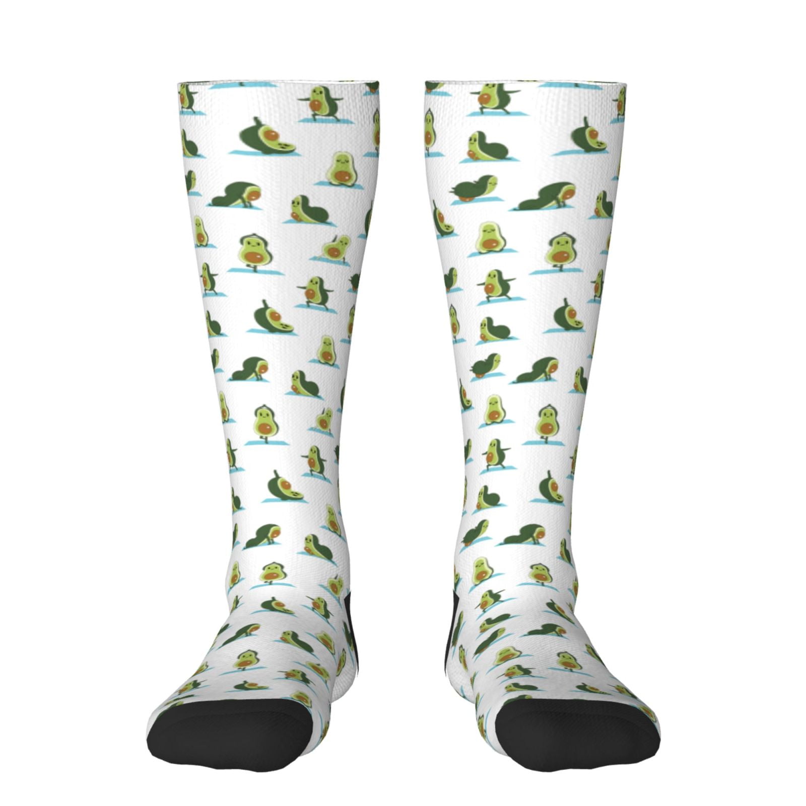 Honeii Cute Avocado Yoga Print Long Socks,Novelty Design Socks Gift for ...