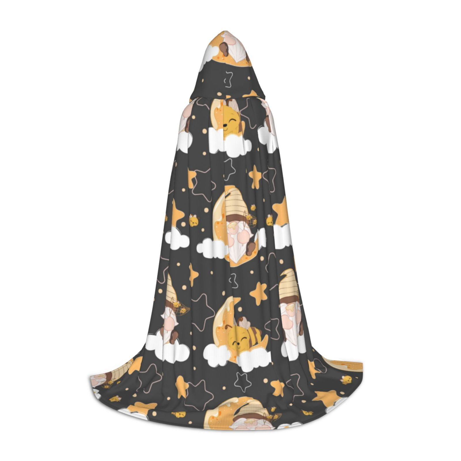 Honeii Cute Bee Gnome Print Poncho Cape, Cloak Coat, Snuggly Hooded ...