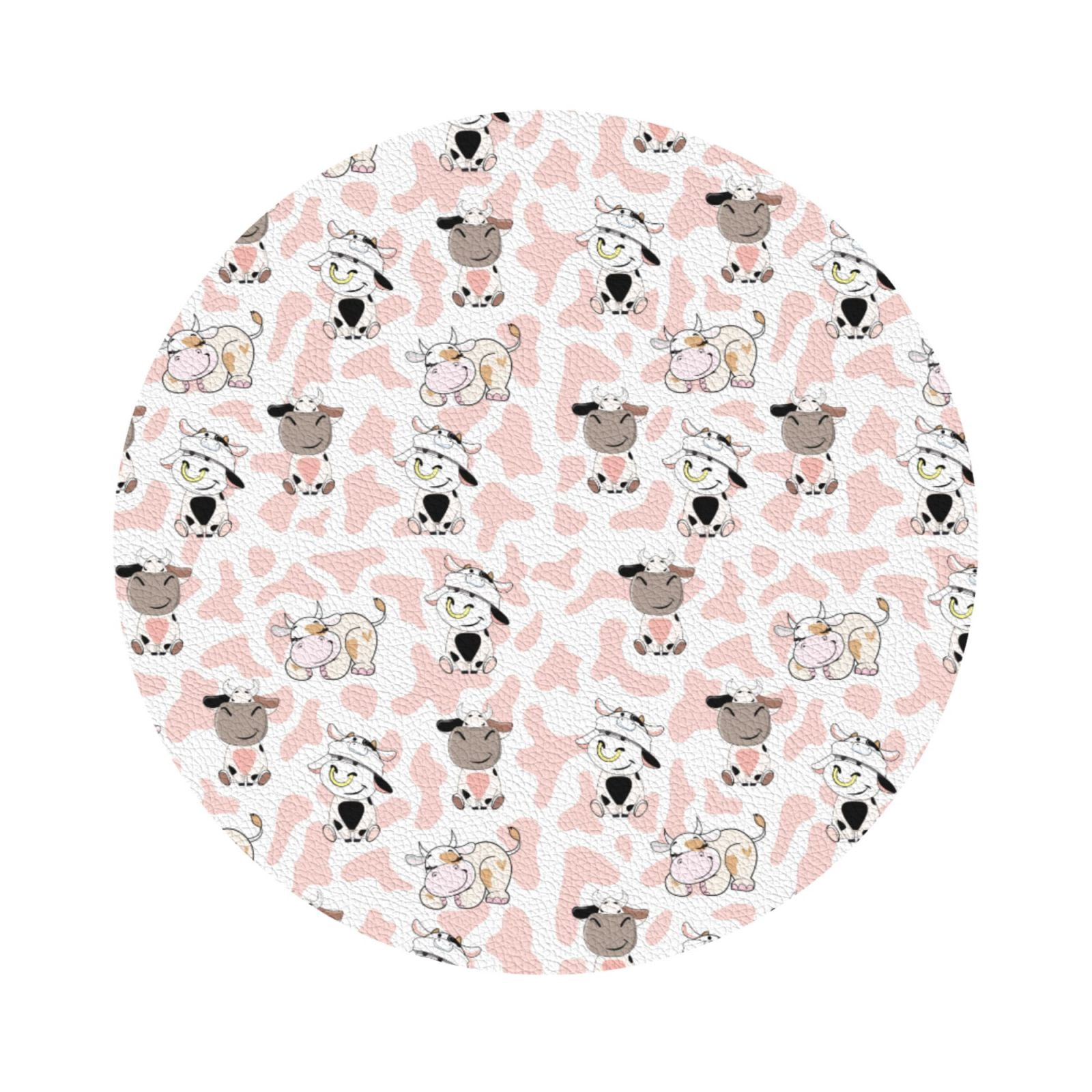 Honeii Cute Cartoon Cows Print Leather Coaster Set of 6, Ideal for ...