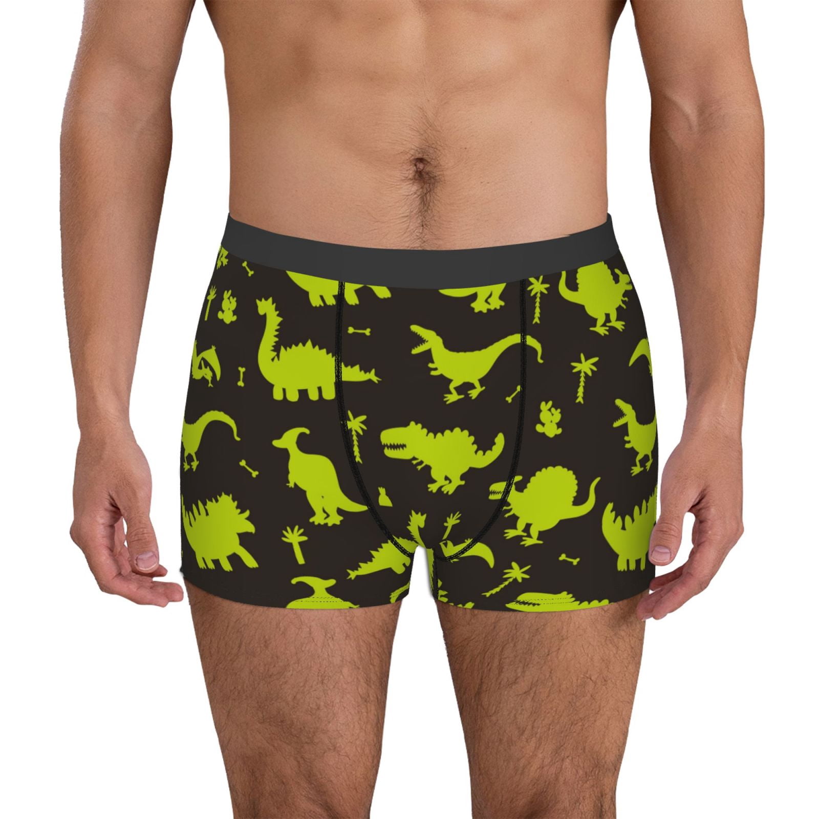 Honeii Cute Cartoon Dinosaurs Green Silhouette Men's Underwear Boxer ...