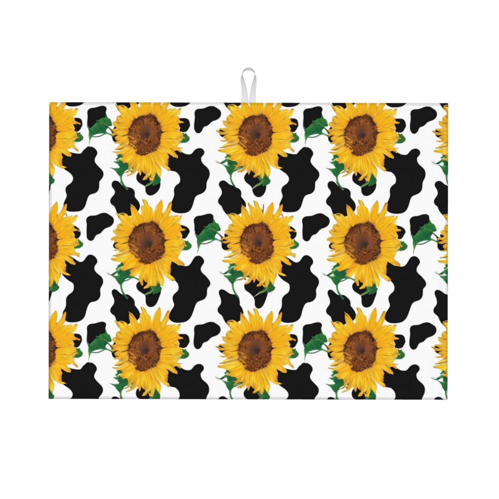 Honeii Cute Cow Print Sunflower B print Super Absorbent Coffee Bar Mat ...