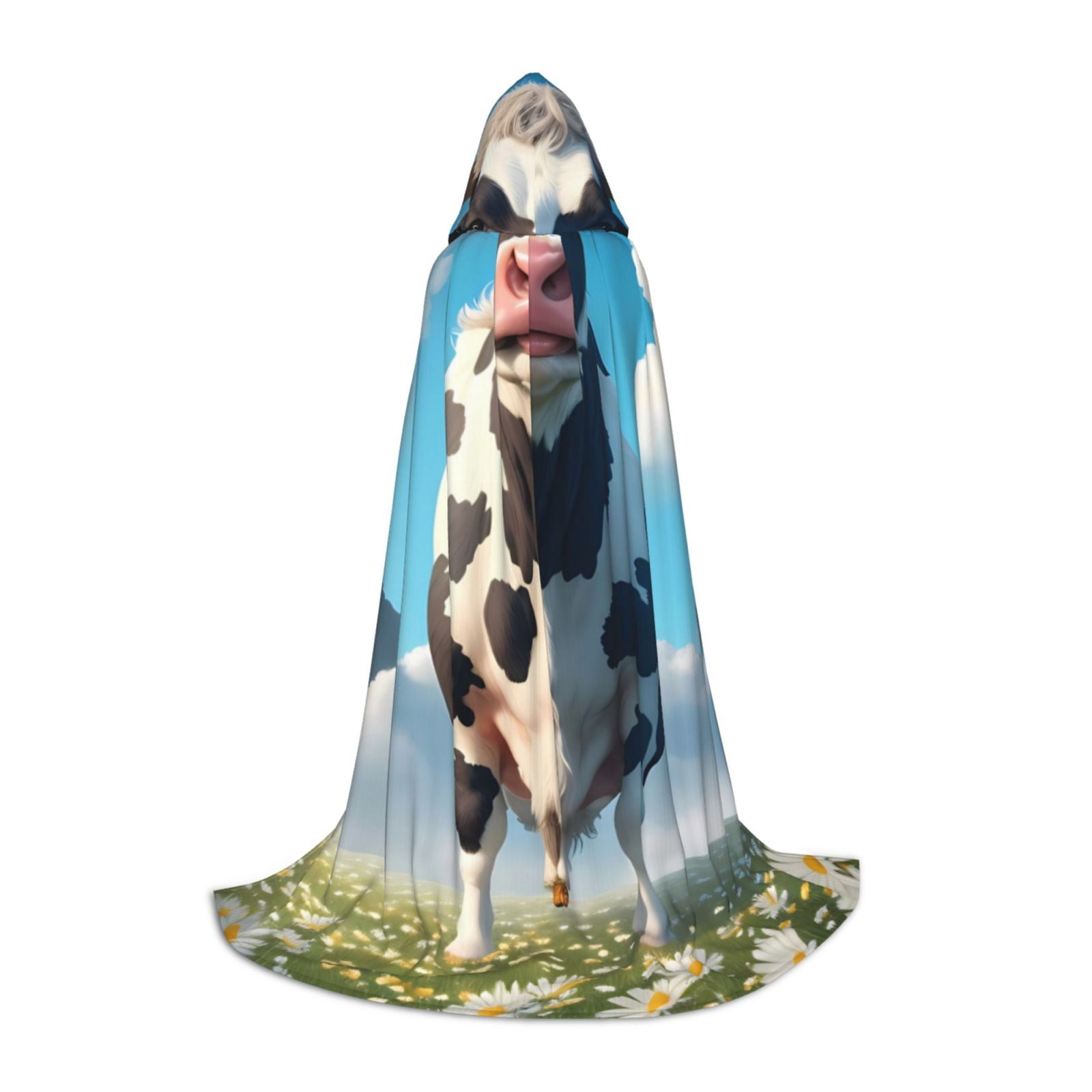 Honeii Cute Daisy Cow A Print Poncho Cape, Cloak Coat, Snuggly Hooded ...