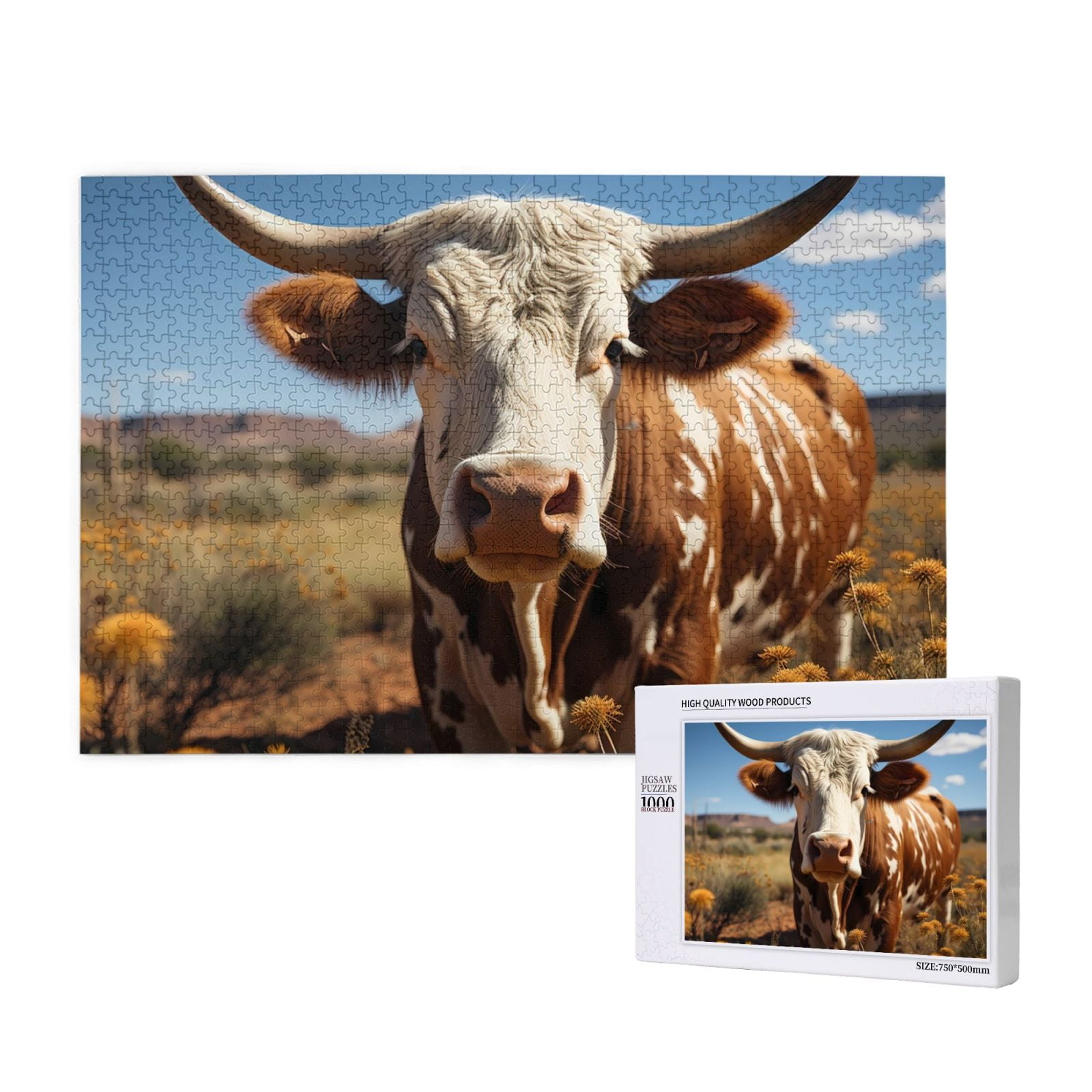 Honeii Cute Daisy Cow Pattern 1000 Piece Puzzles for Adults, Jigsaw ...