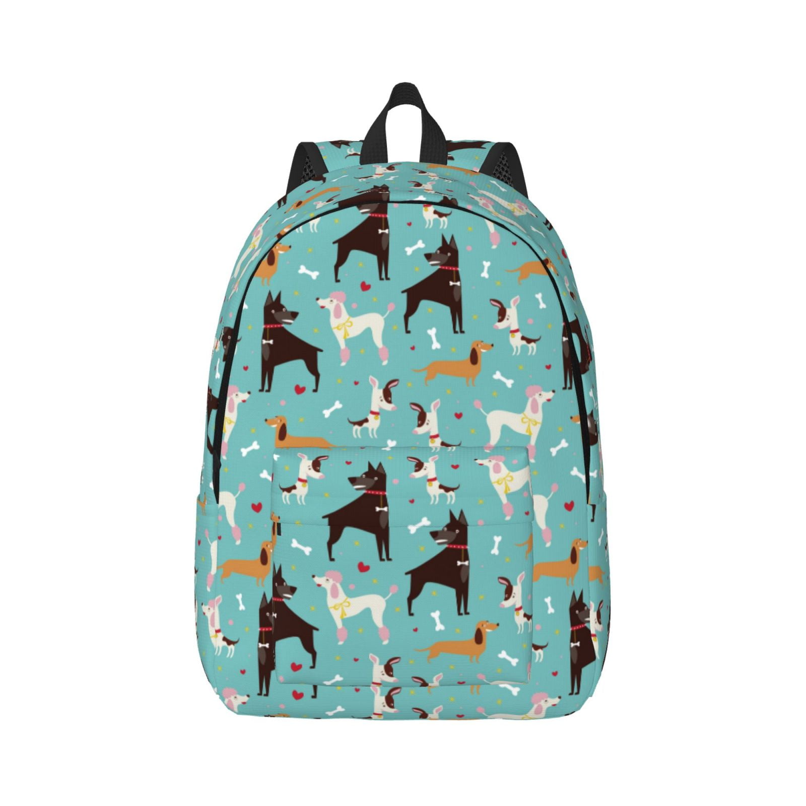 Honeii Cute Dog Print Canvas College Laptop Backpack, Durable Rucksack ...