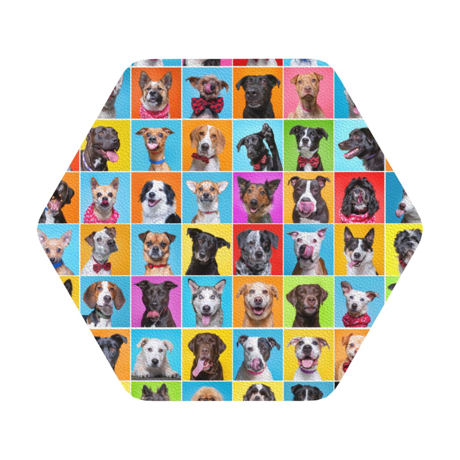Honeii Cute Dogs Collage Print Leather Coaster Set of 6, Ideal for ...