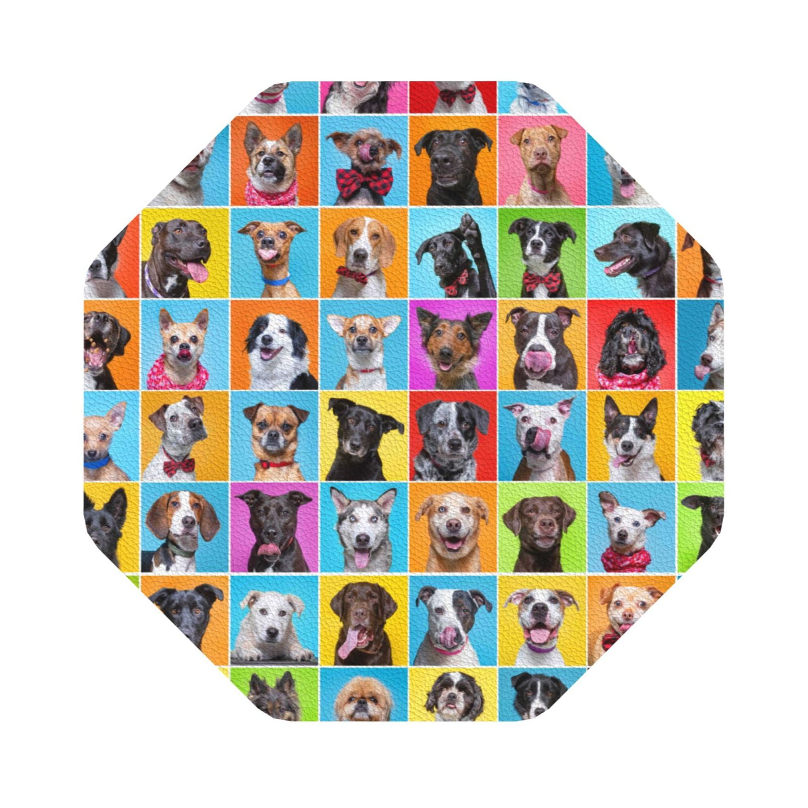 Honeii Cute Dogs Collage Print Leather Coaster Set of 6, Ideal for ...