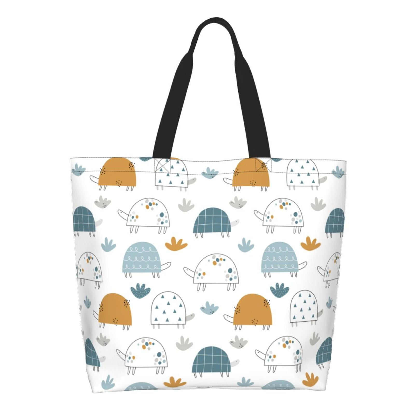 Honeii Cute Doodle Turtles Print Tote Bag for Women, Foldable Tote Bag ...
