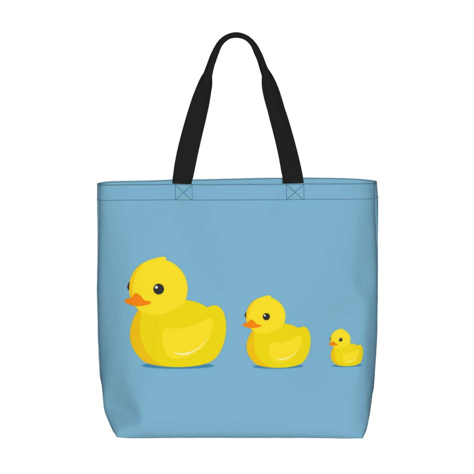 Honeii Cute Ducky Print Tote Bag, Reusable Grocery Shopping Bag ...