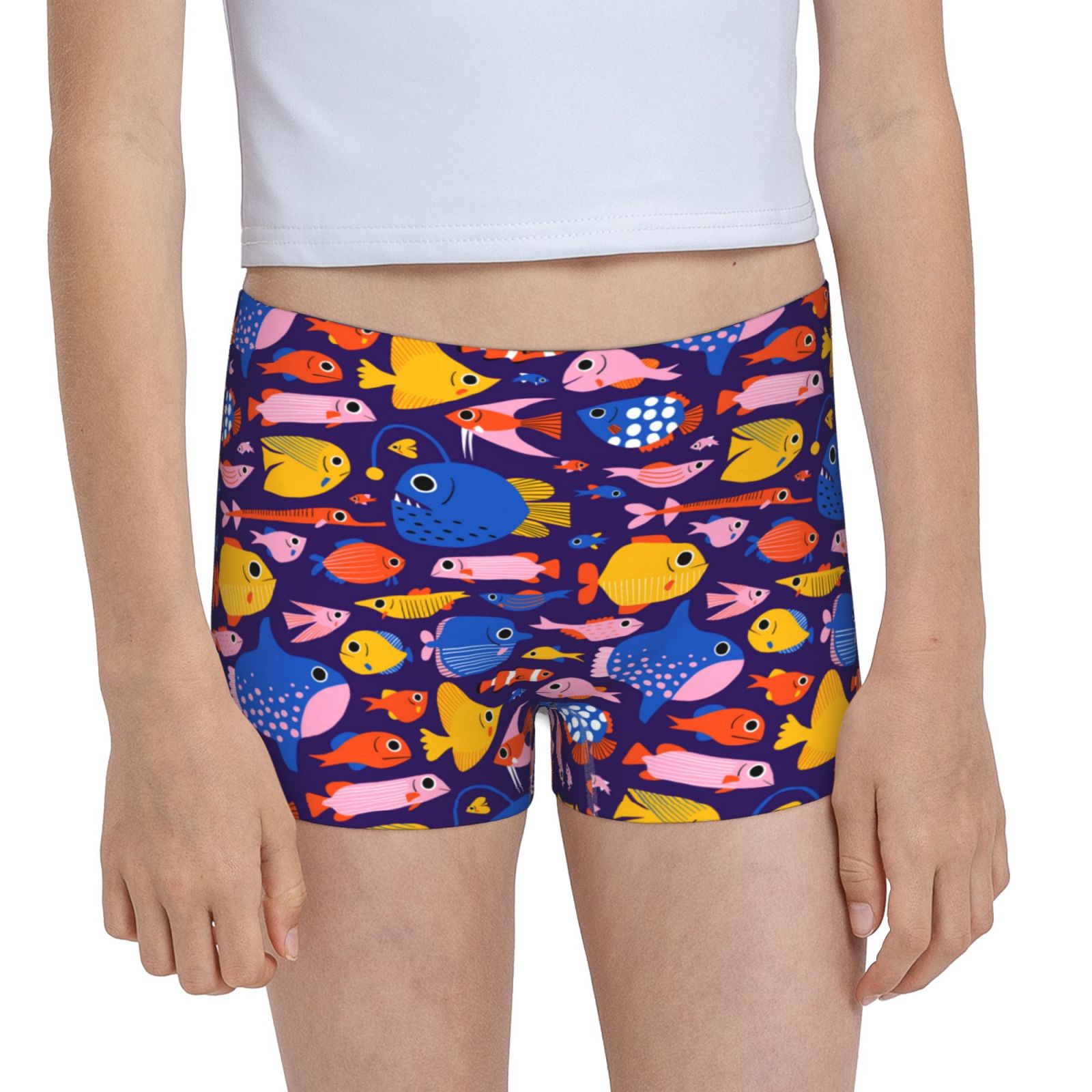 Honeii Cute Flat Hand Drawn Fishes Print 100% Cotton Boxer Briefs ...