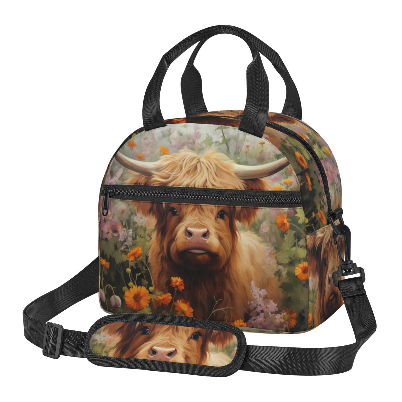 Honeii Cute Floral Cow for Insulated Lunch Box, Lunch Bag Lunch Cag for ...