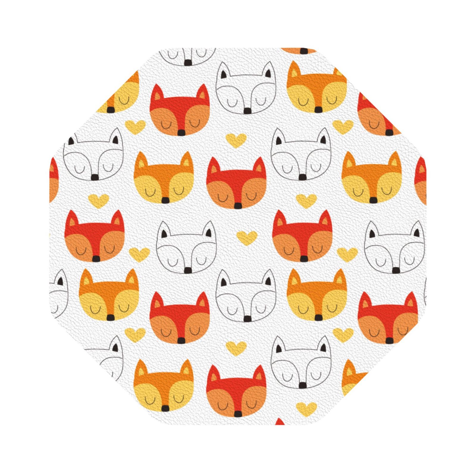 Honeii Cute Fox with Heart Print Leather Coaster Set of 6, Ideal for ...