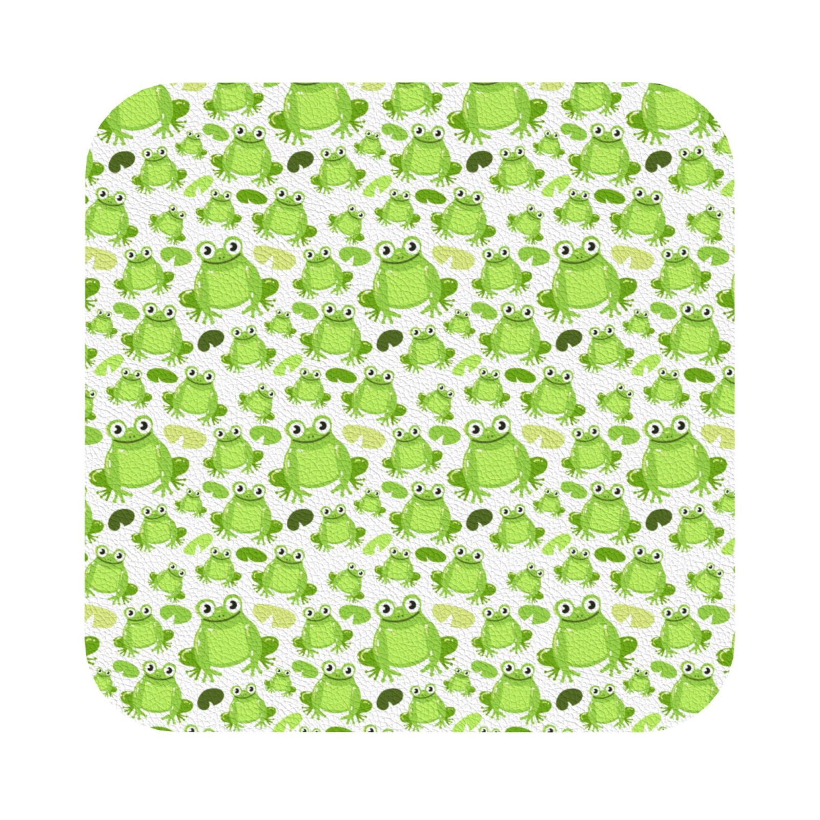 Honeii Cute Frogs Print Leather Coaster Set of 6, Ideal for ...