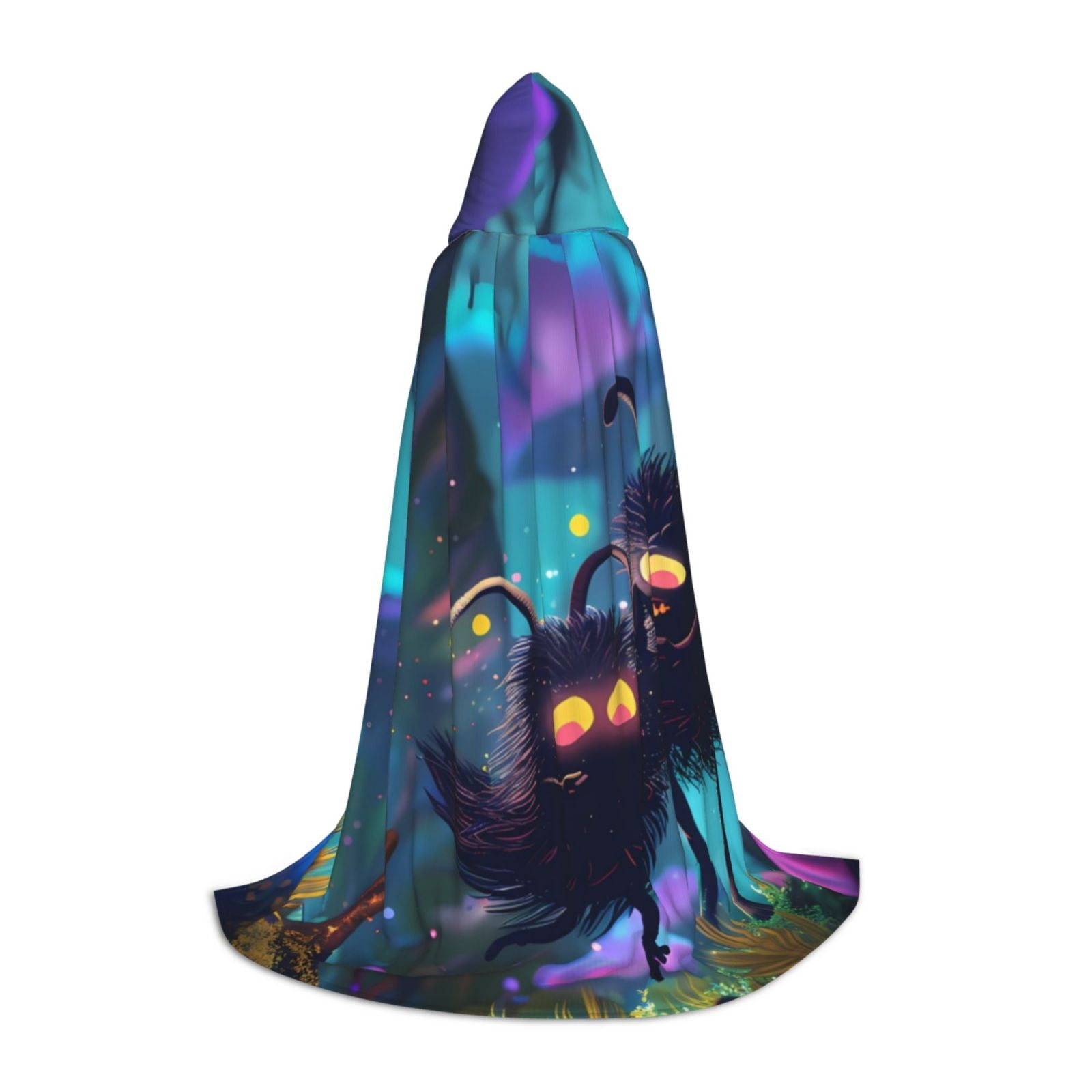 Honeii Cute Fuzzy Fantasy Creatures Print Poncho Cape, Cloak Coat ...