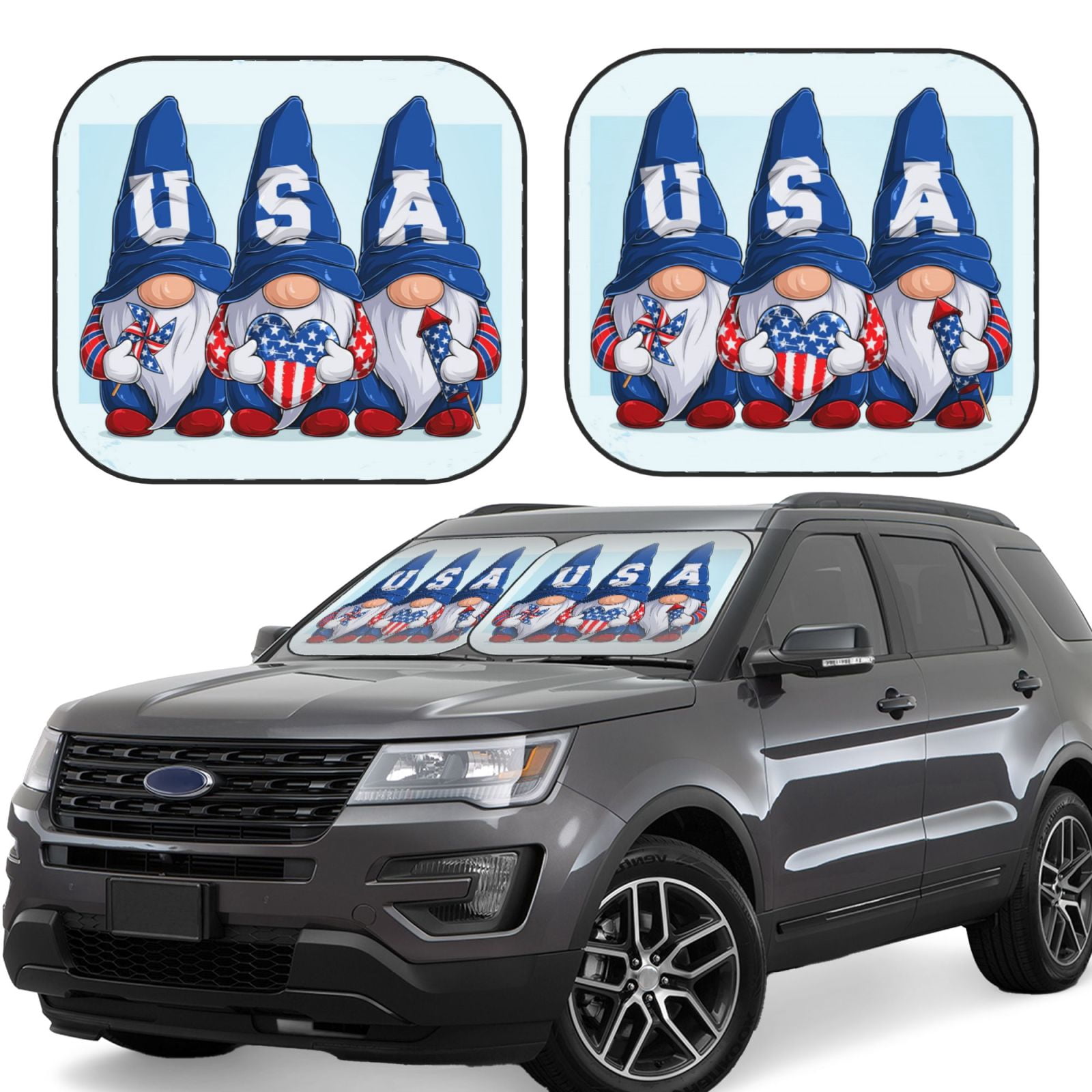 Honeii Cute Gnomes in USA Print Foldable Car Sun Shade for Windshield ...