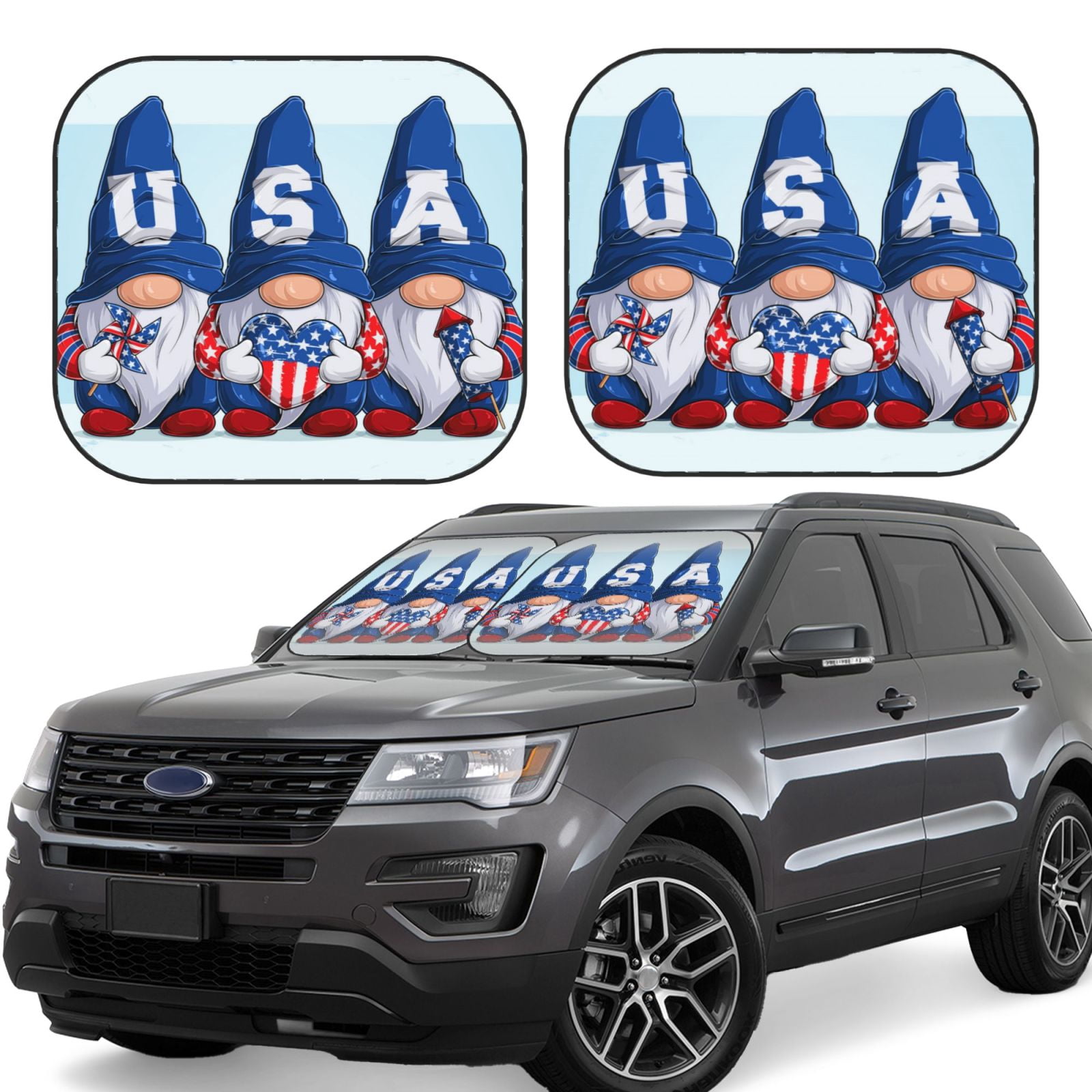 Honeii Cute Gnomes in USA Print Foldable Car Sun Shade for Windshield ...