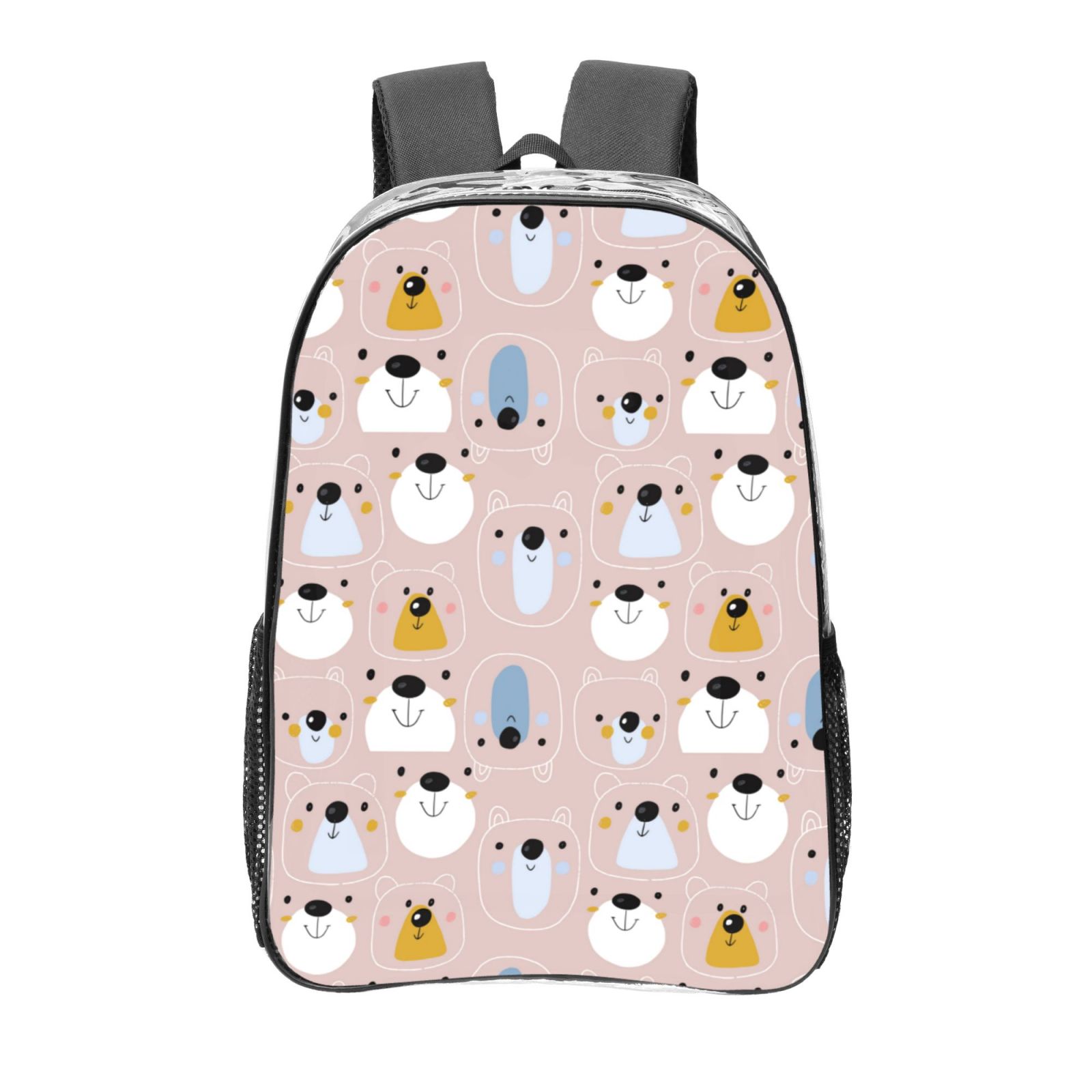 Honeii Cute Hand Drawn Bear Print Clear Backpack Heavy Duty Transparent ...