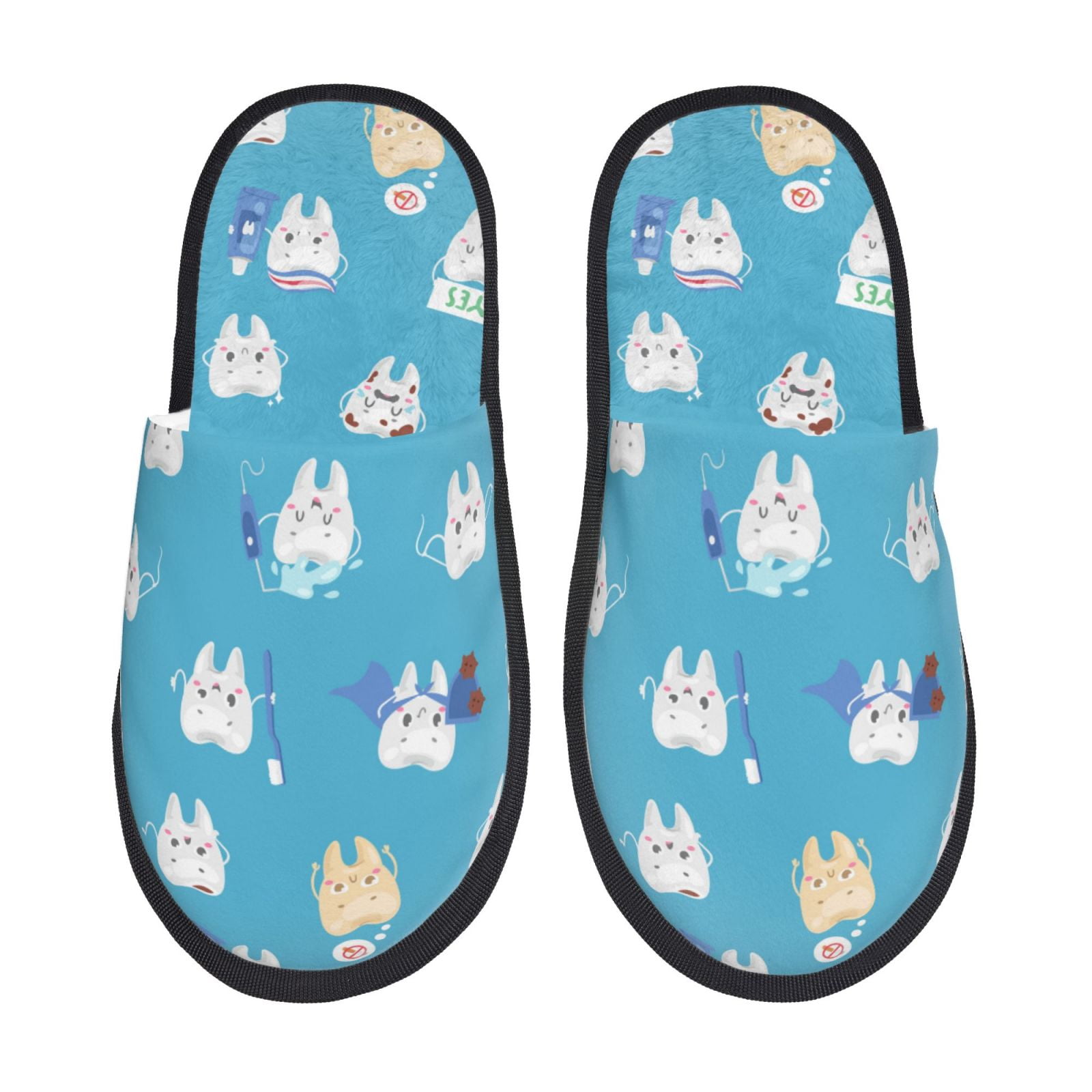 Honeii Cute Healthy Teeth print Slippers Memory Foam House Bedroom ...