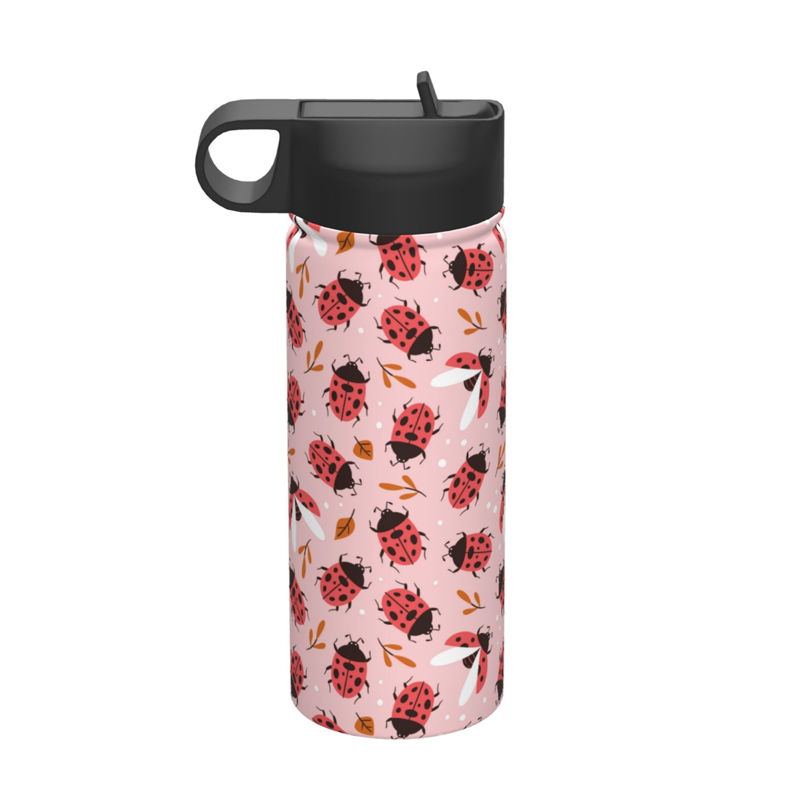 Honeii Cute Ladybugs 1 Print 18 oz Insulated Water Bottle with Straw ...
