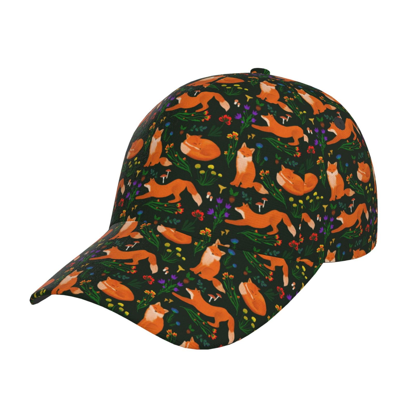 Honeii Cute Little Foxes Print Hat, Women's Baseball Hat Unisex Fit ...